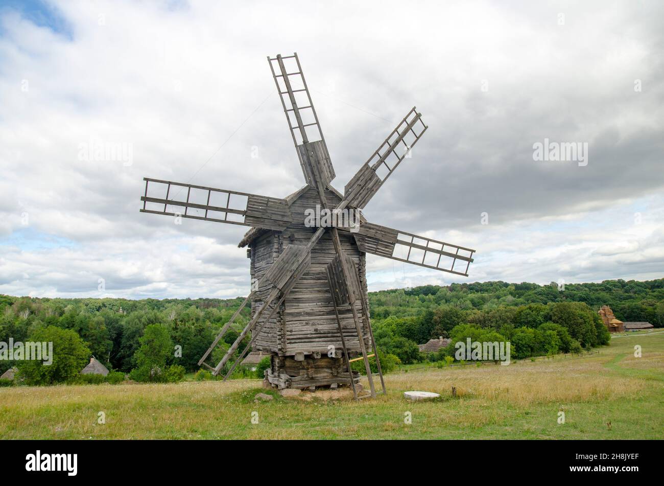 Old windmill and beautiful landscape, nice natural background Stock ...