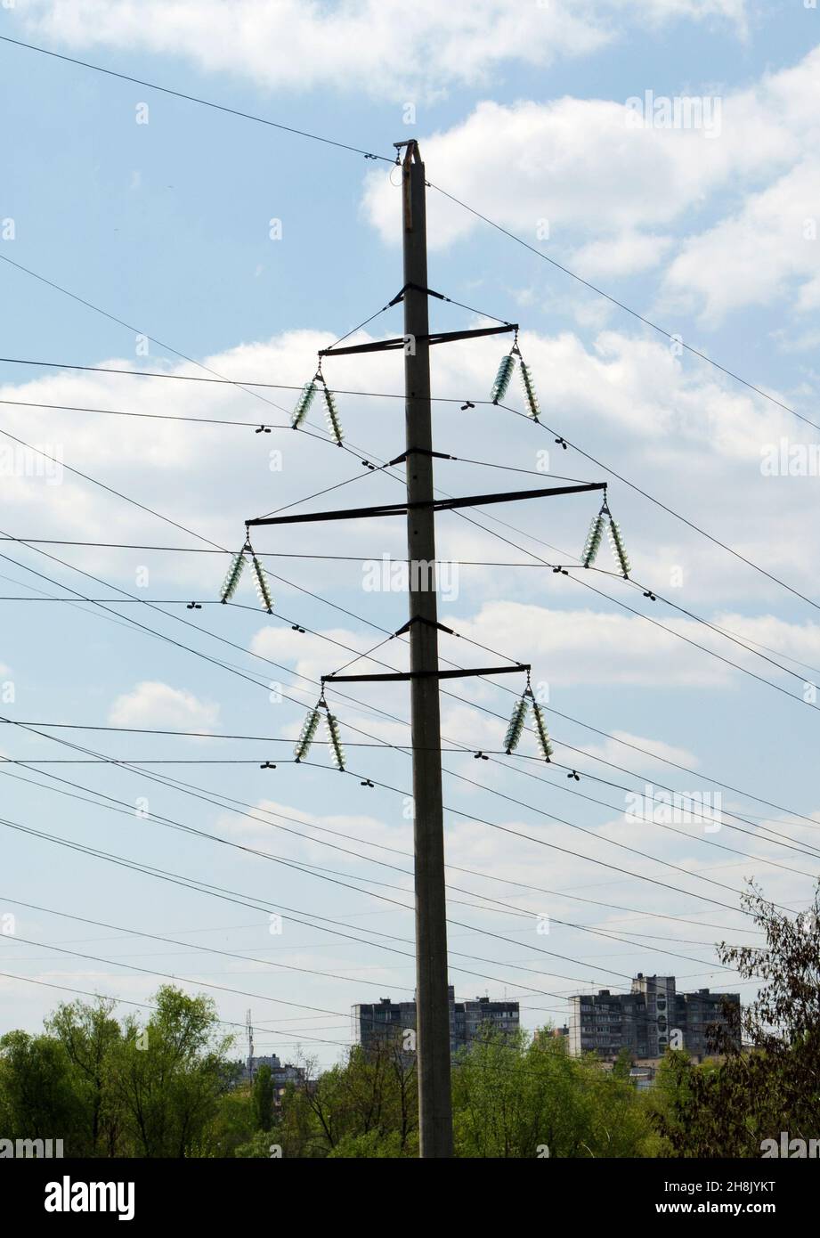 Electric line, electricity wires, high voltage lines Stock Photo - Alamy