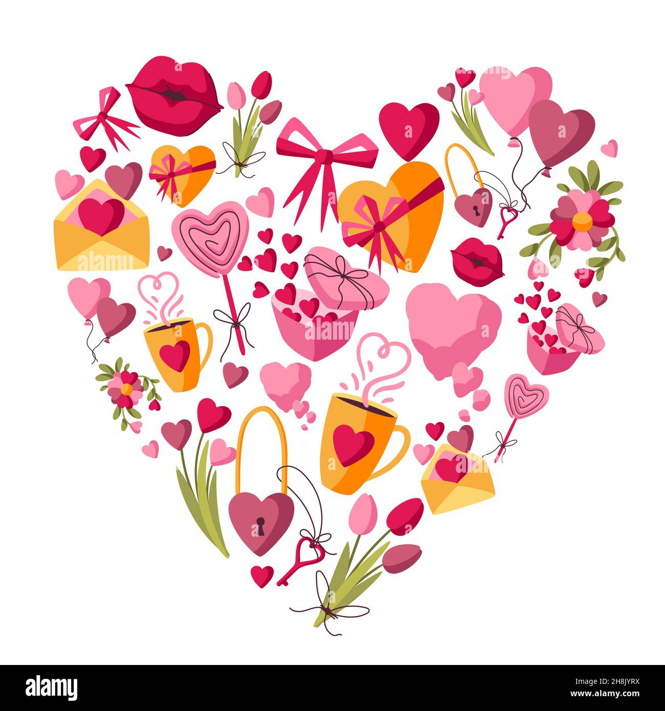 Happy Valentine Day greeting card. Holiday background with romantic and ...