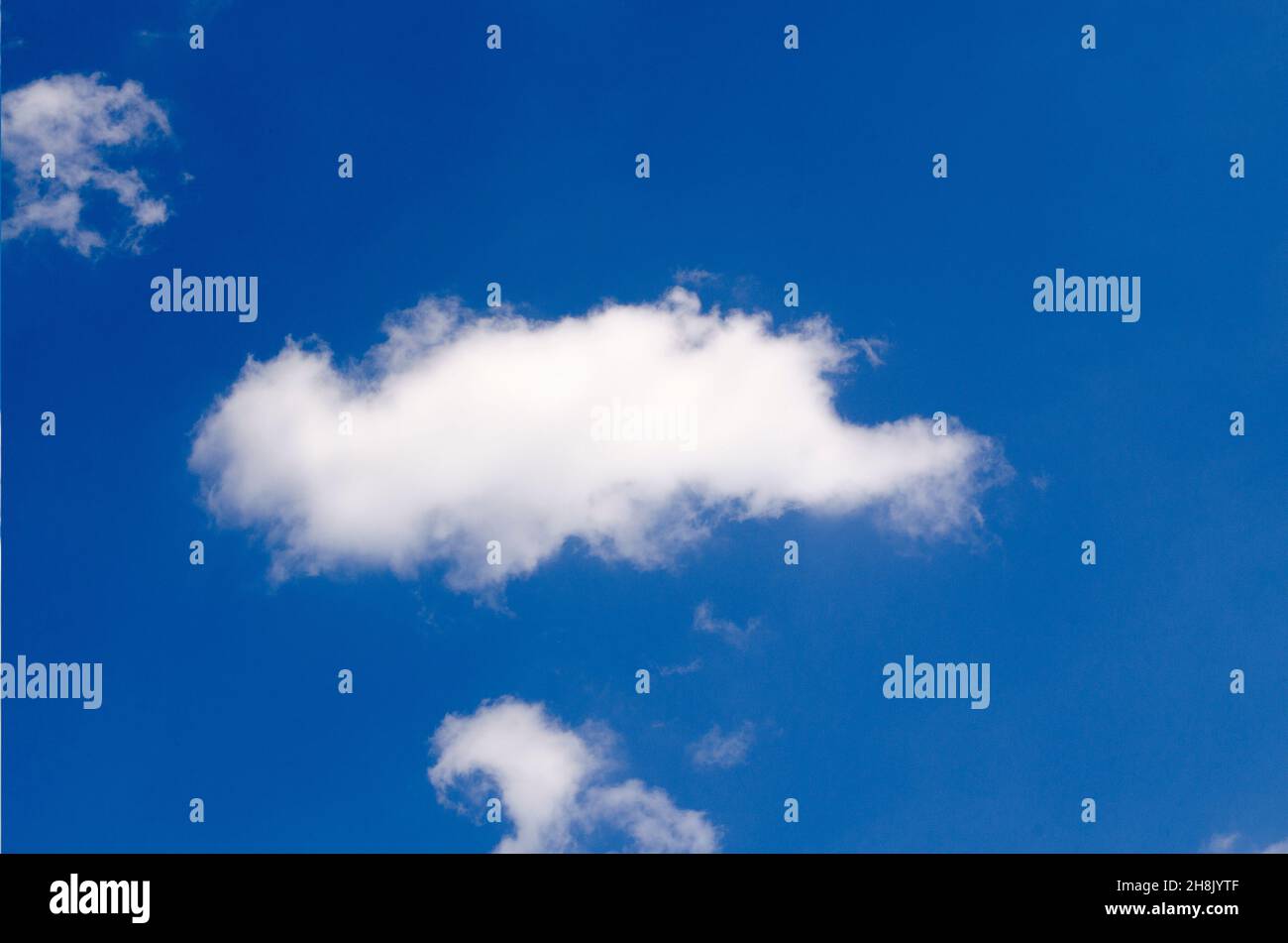 Blue sky with white clouds in sun rays, pure sky background Stock Photo ...