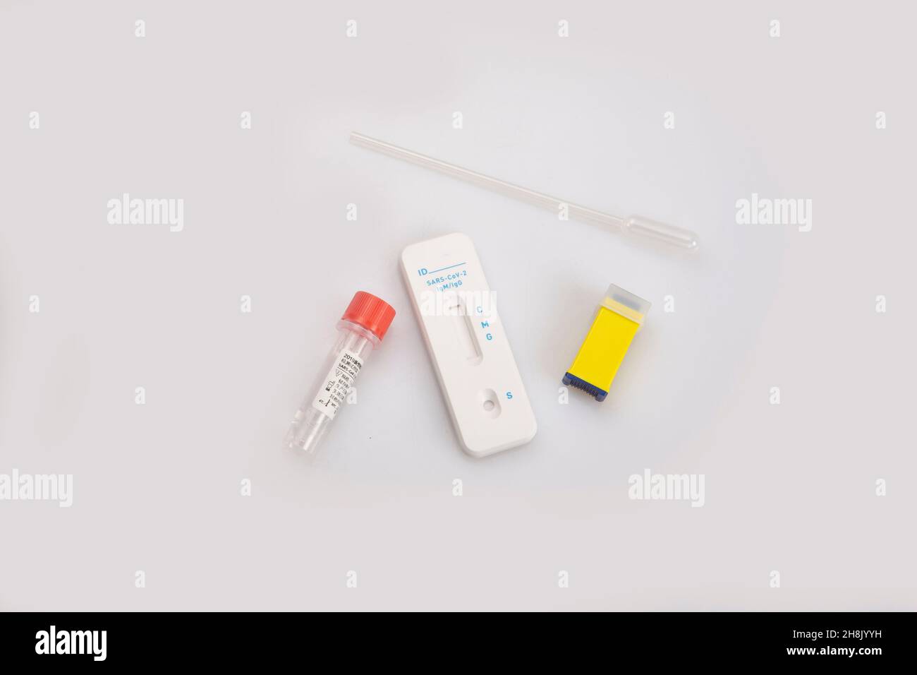 isolated shot of a new blank rapid express antigen antibody coronavirus ...