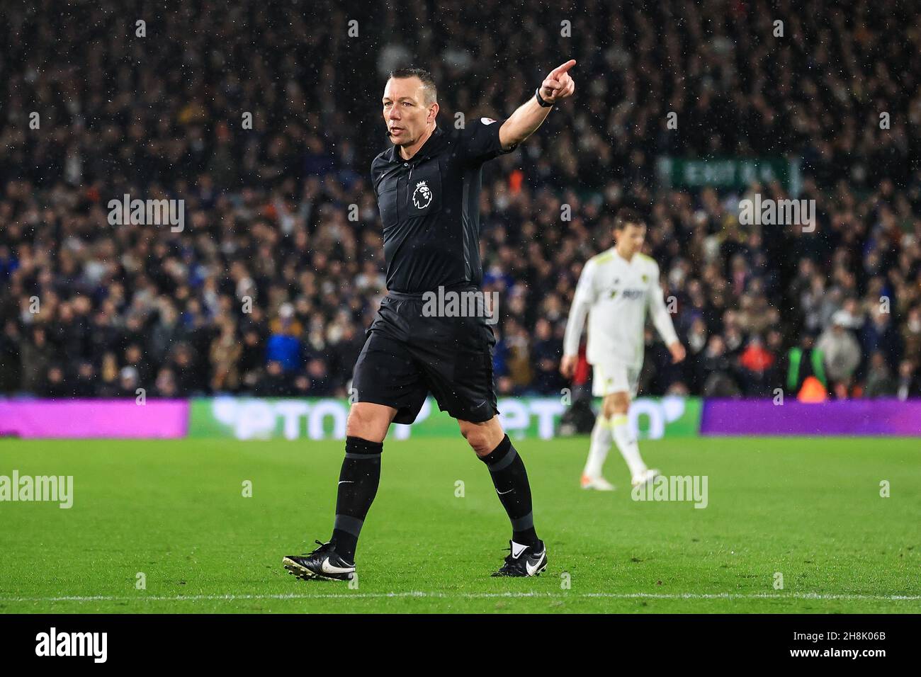 Referee Kevin Friend gives Leeds United a free kick on the edge of the ...