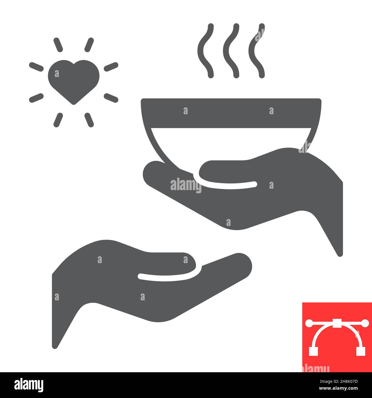 Food sharing glyph icon, care and volunteering, food share vector icon ...