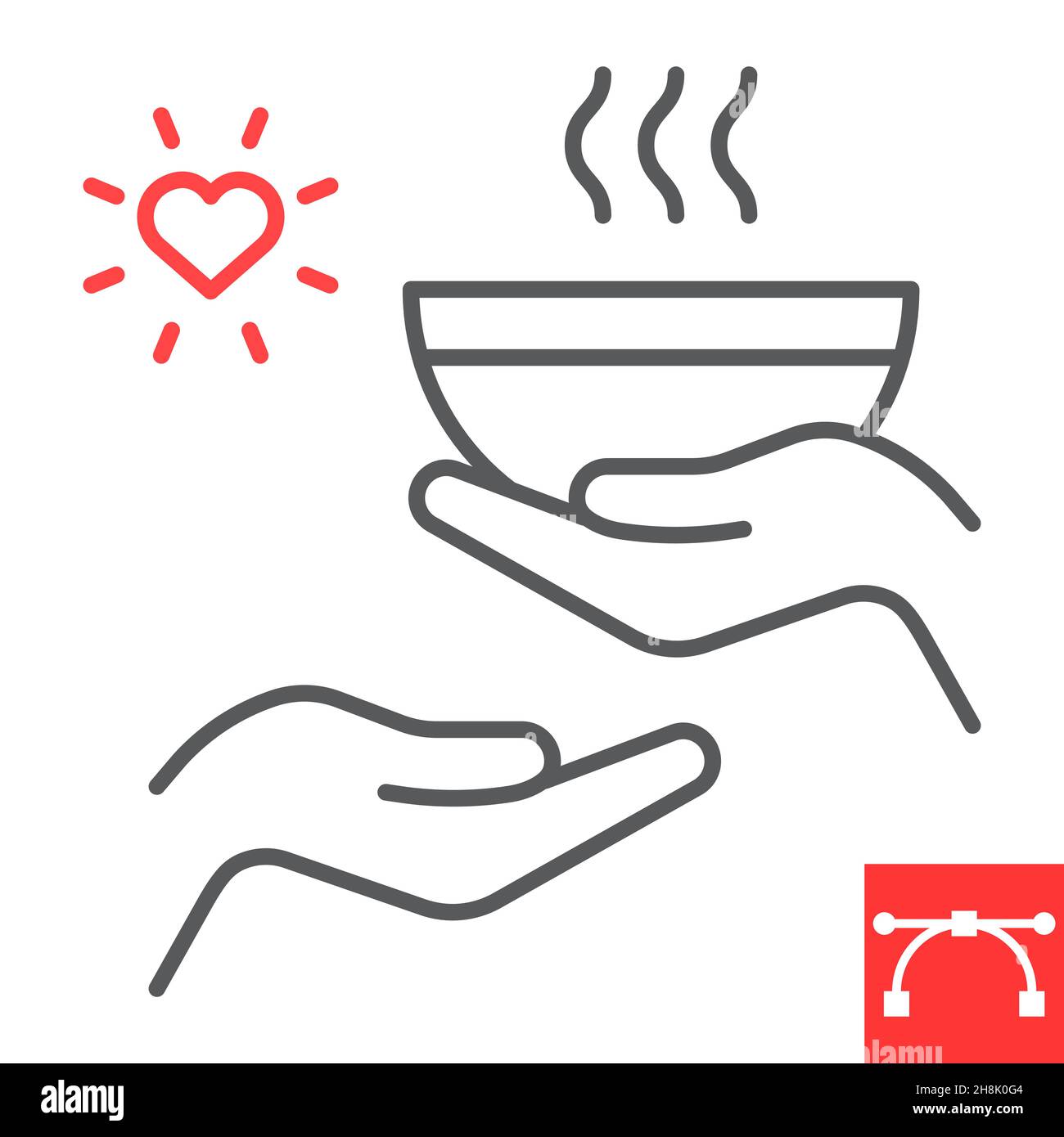 Food sharing line icon, care and volunteering, food share vector icon ...