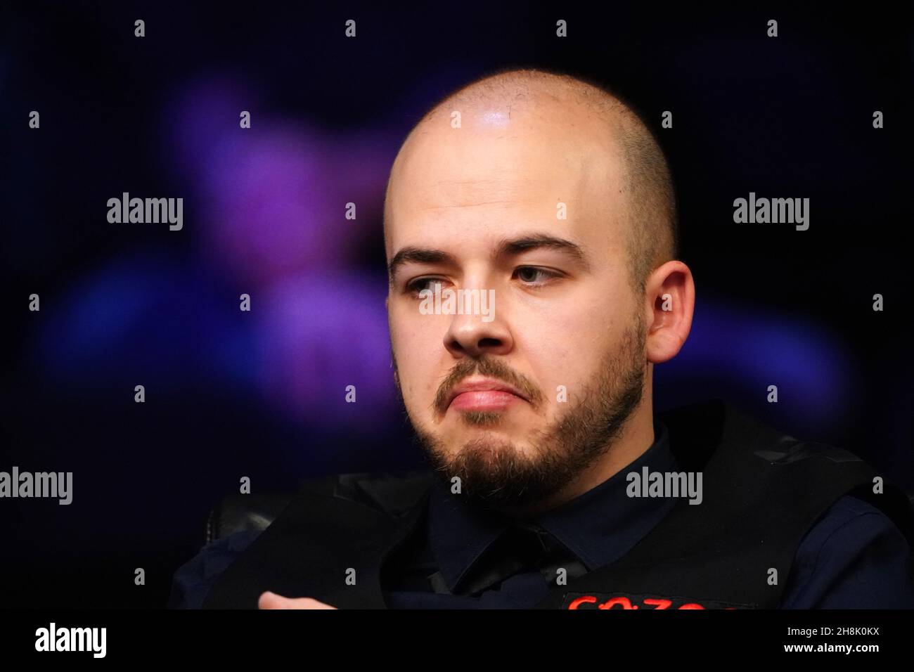 Luca Brecel reacts during his game against Stephen Maguire on day eight ...