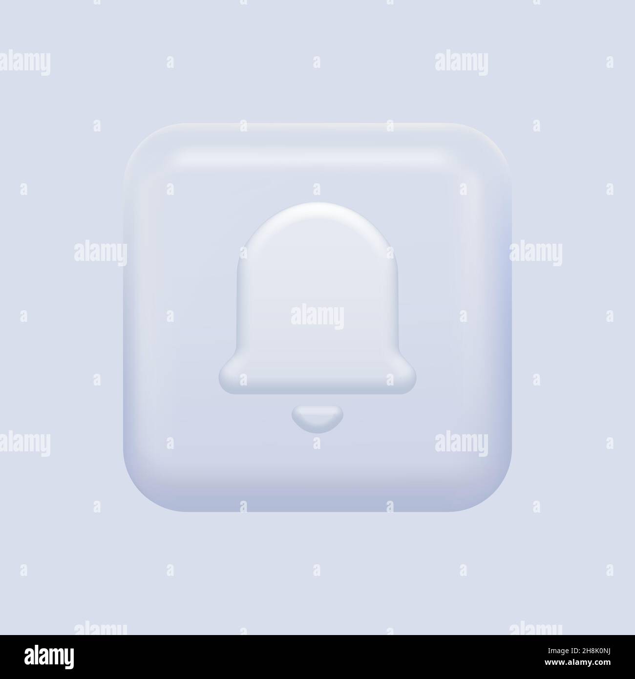 Square Alarm or Notification Icon. White Isolated Bell. Vector ...