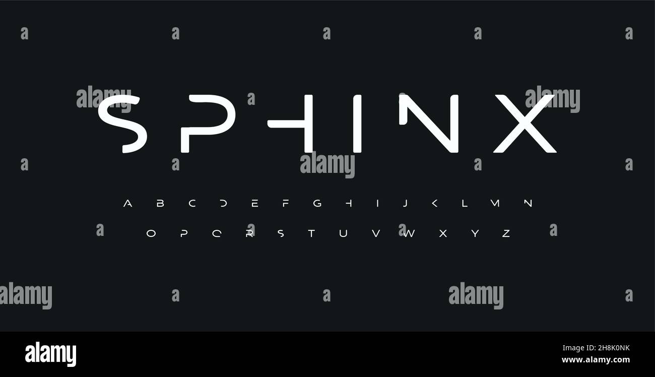 Futuristic font with minimalistic letter design for technology and ...