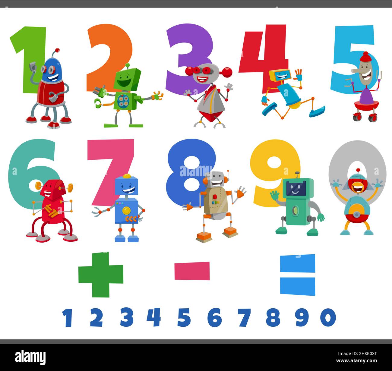 Cartoon illustration of educational numbers set from one to nine with ...