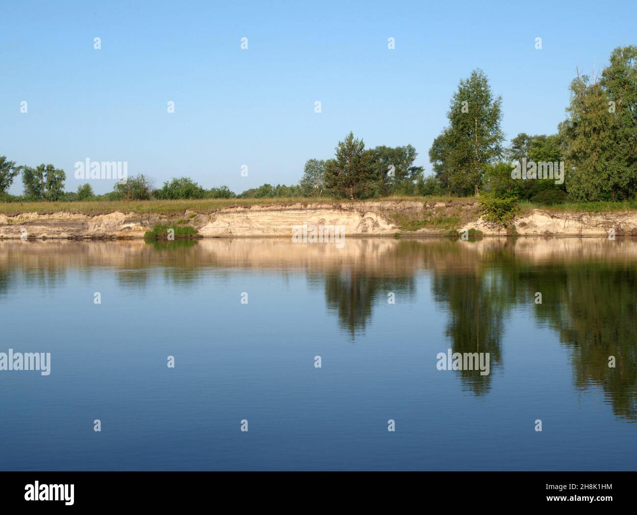Trees reflection in Desna river (Ukraine). Beautiful nature scene Stock ...