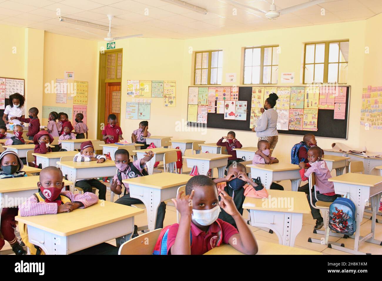 Mmopane, Botswana. 30th Nov, 2021. Students attend a class at the China ...