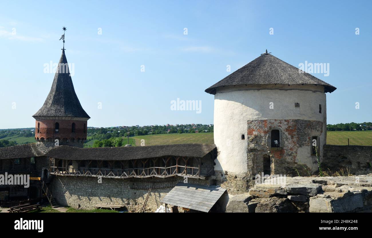 Old European castle yard. Medieval architecture Stock Photo - Alamy