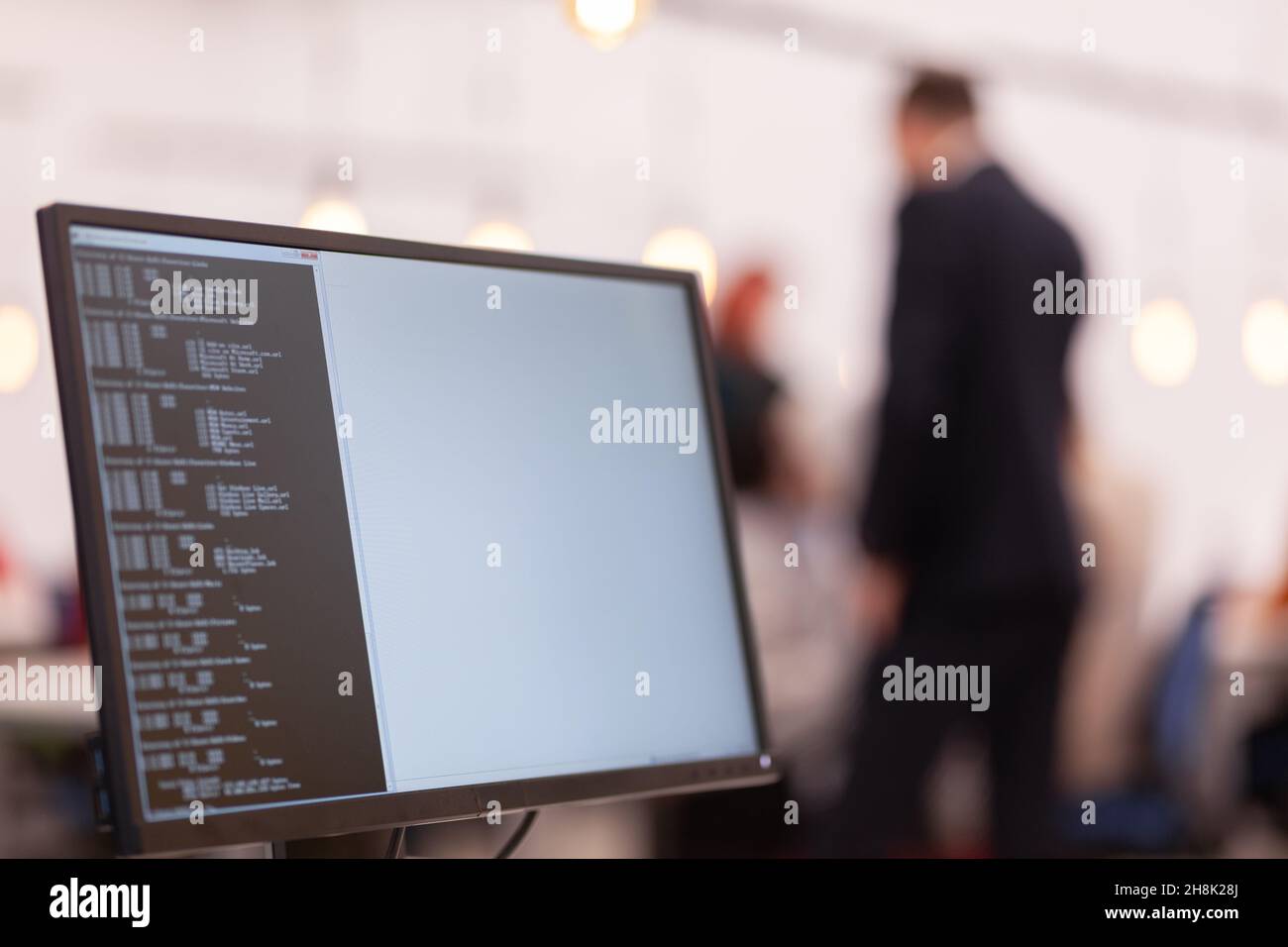 Desktop computer screen in an office. Abstract computer monitor with ...