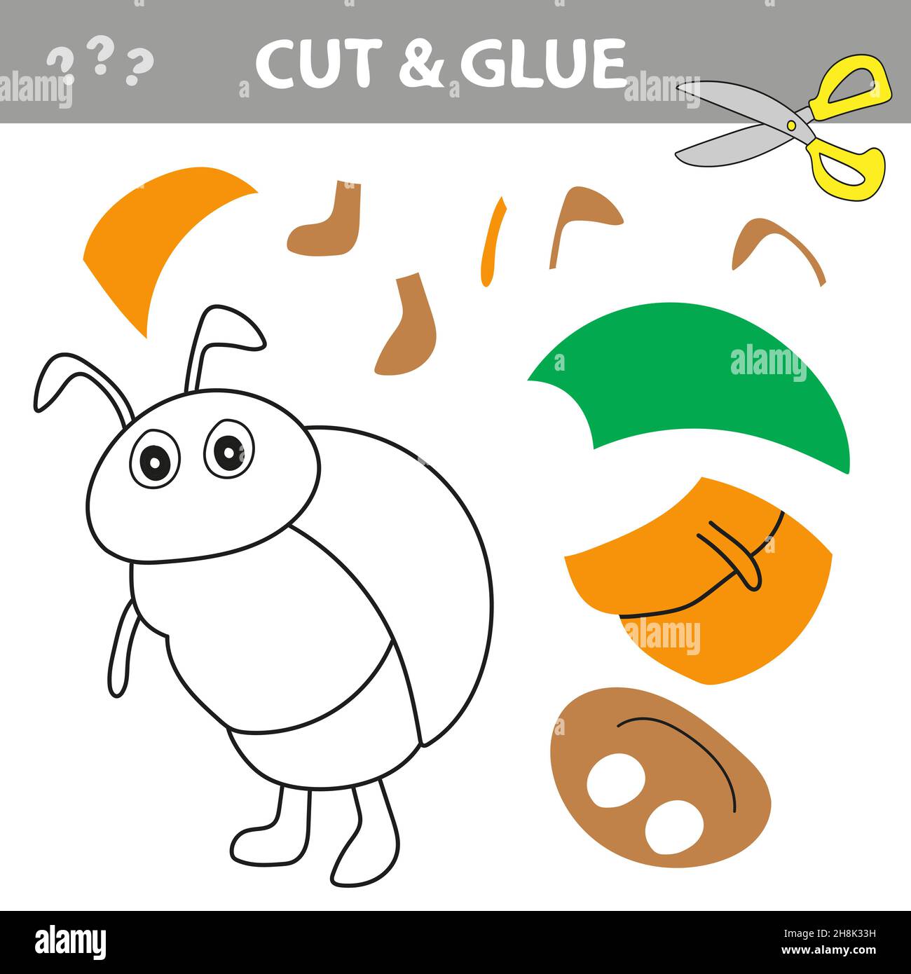 Cut and glue - Simple game for kids. Use scissors and glue and restore ...