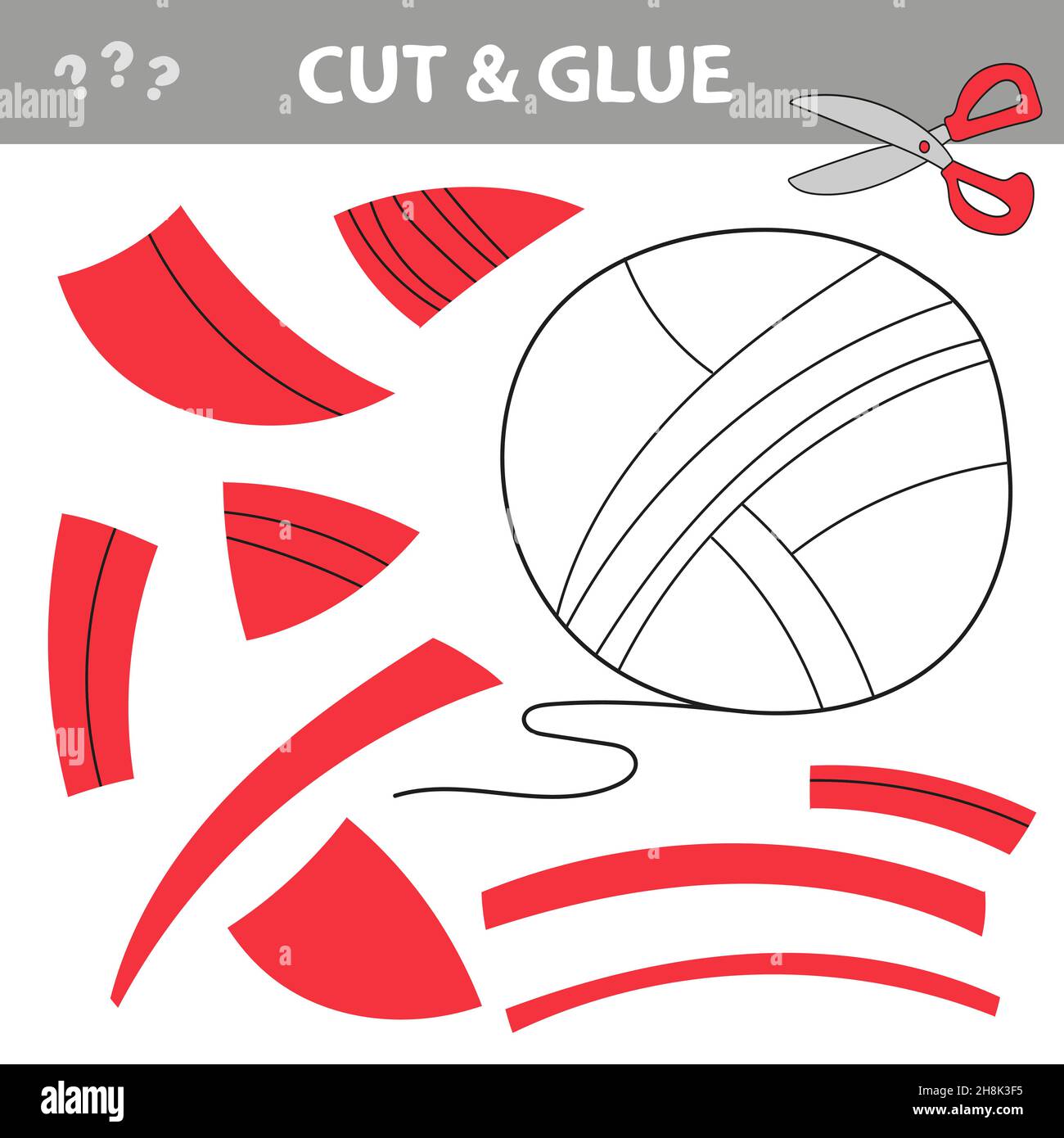 Cut and glue - Simple game for kids with yarn. Visual educational ...