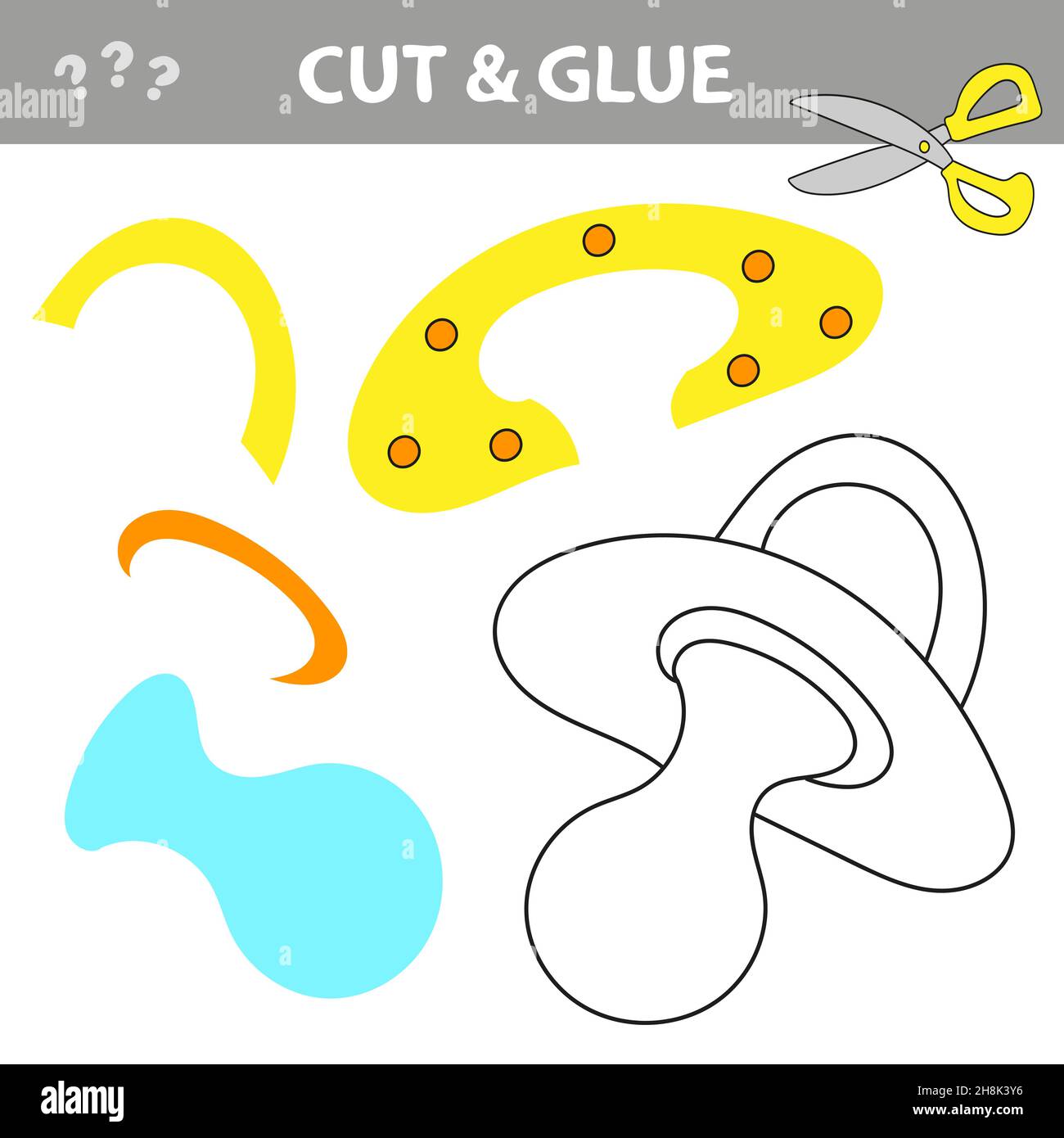 Cut and glue - Simple game for kids. Cut parts of Pacifier and glue ...