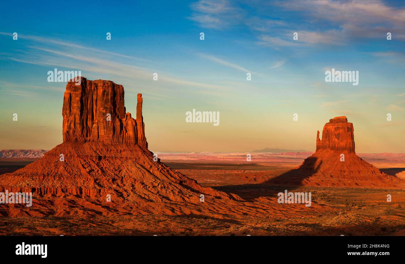 The West Mitten Butte casts its shadow on the East Mitten Butte in ...