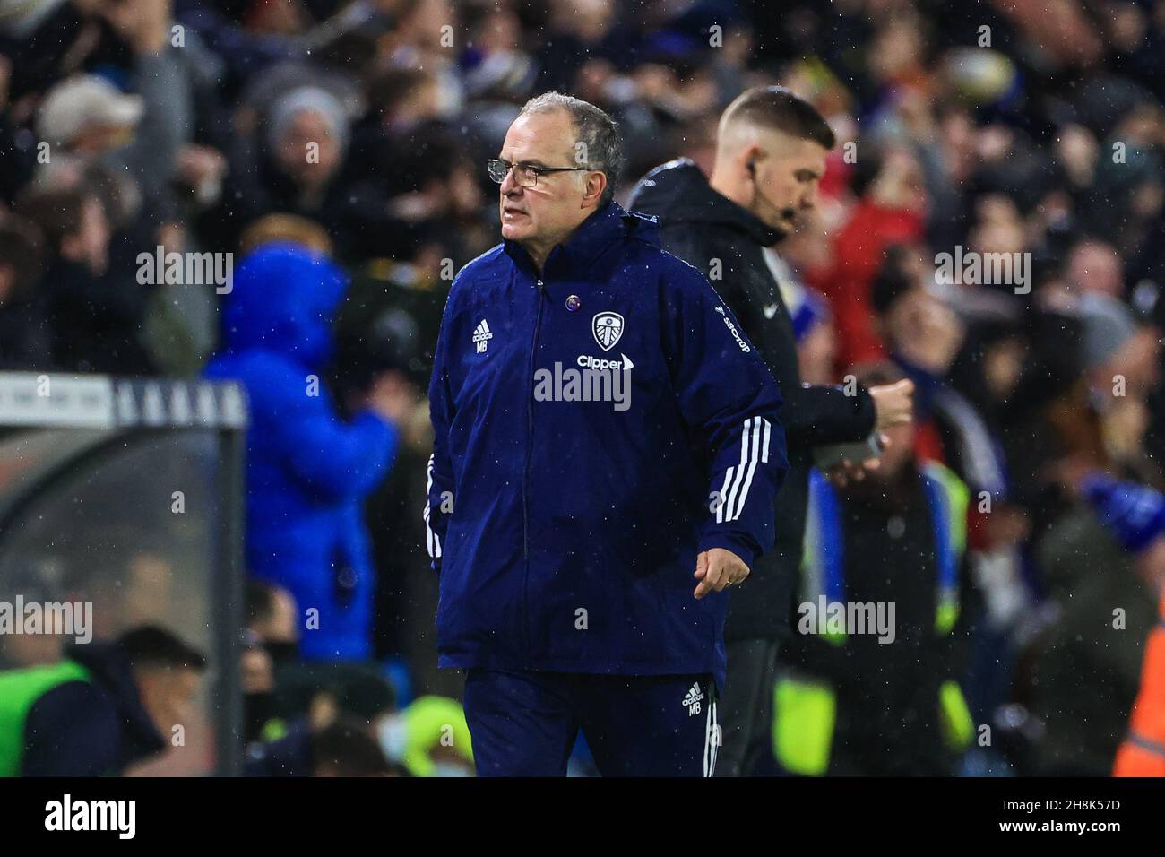Marcelo Bielsa manager of Leeds United celebrates his sides goal to ...