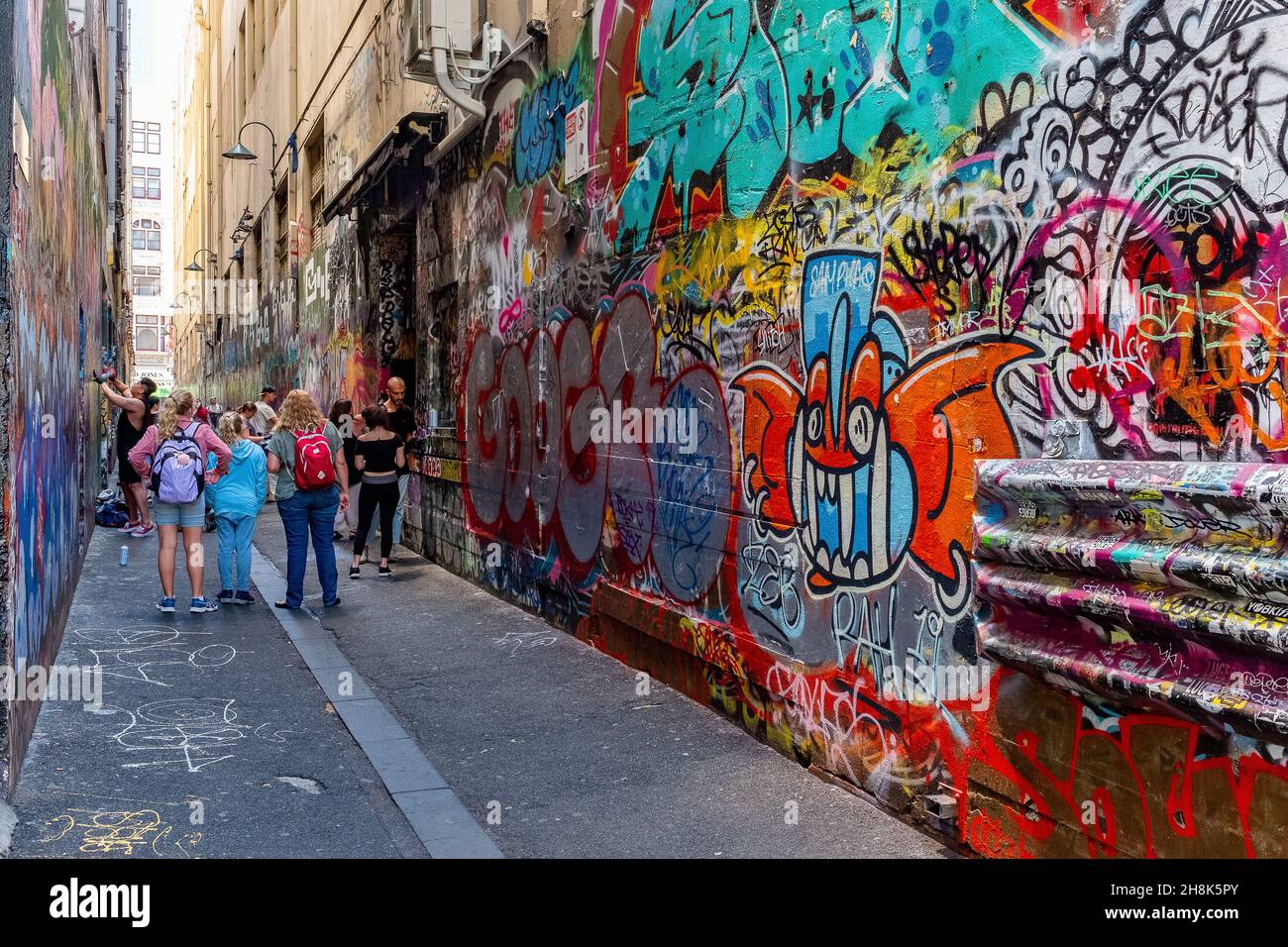 MELBOUR, AUSTRALIA - Nov 16, 2019: A shot of people making street ...