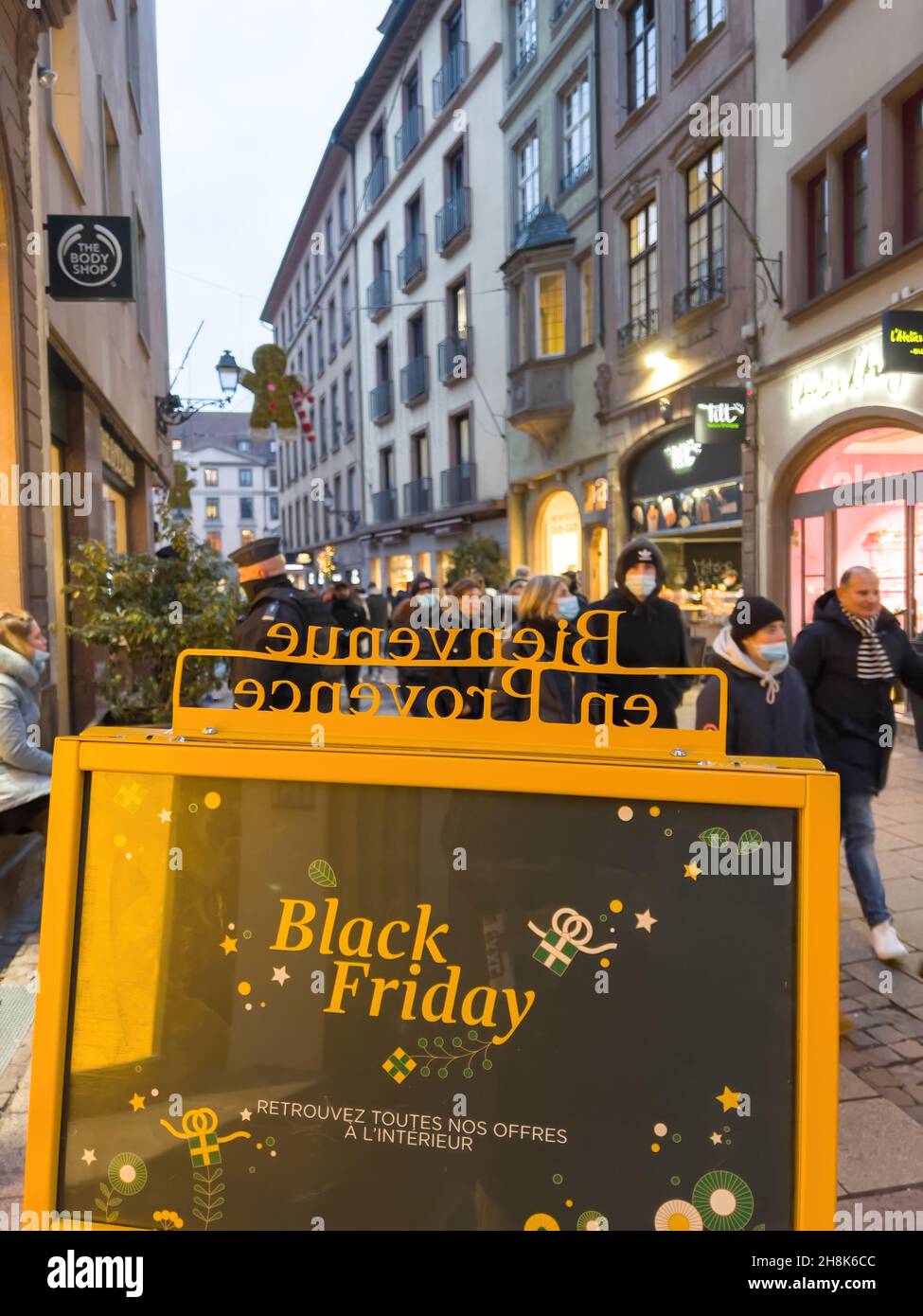 Black friday signagen on the ooh board with customers Stock Photo - Alamy