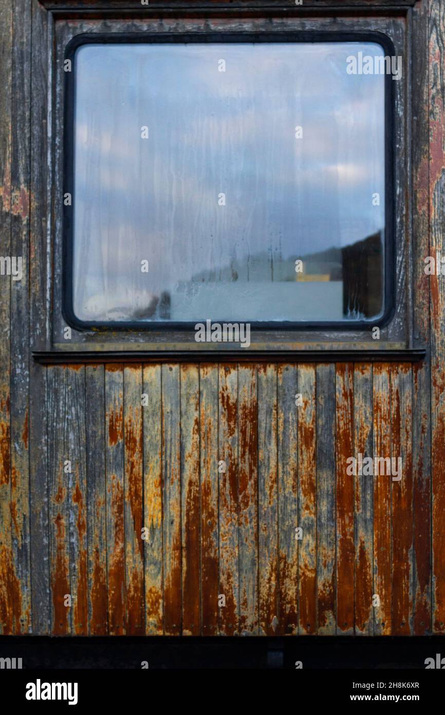 Old wooden train window Stock Photo - Alamy