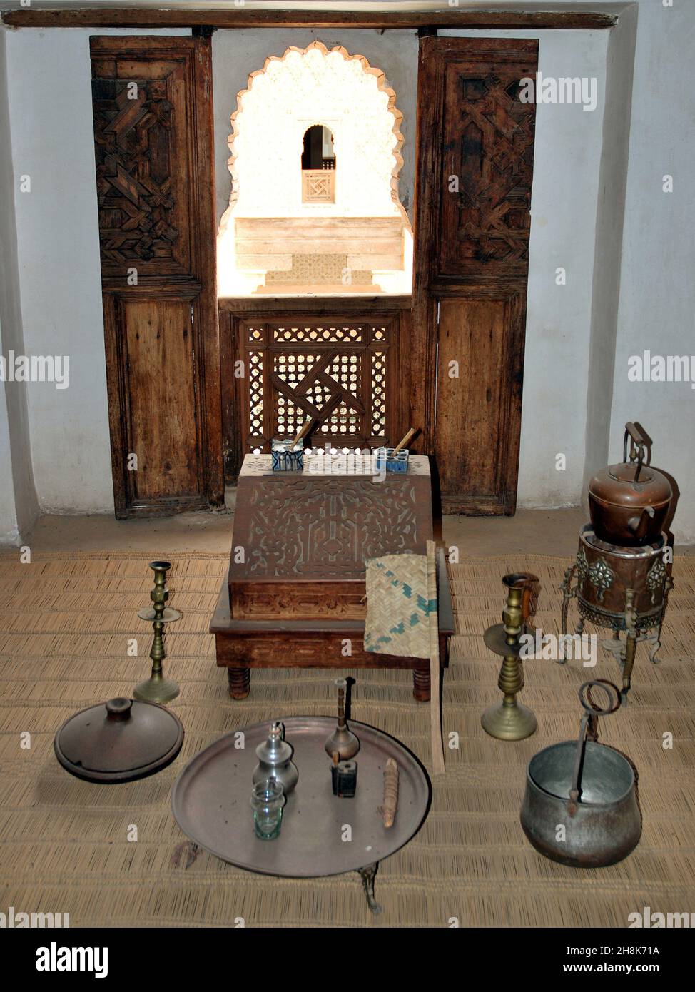 Student room in the Islamic Madrassa (college) of Ben Youssef in ...