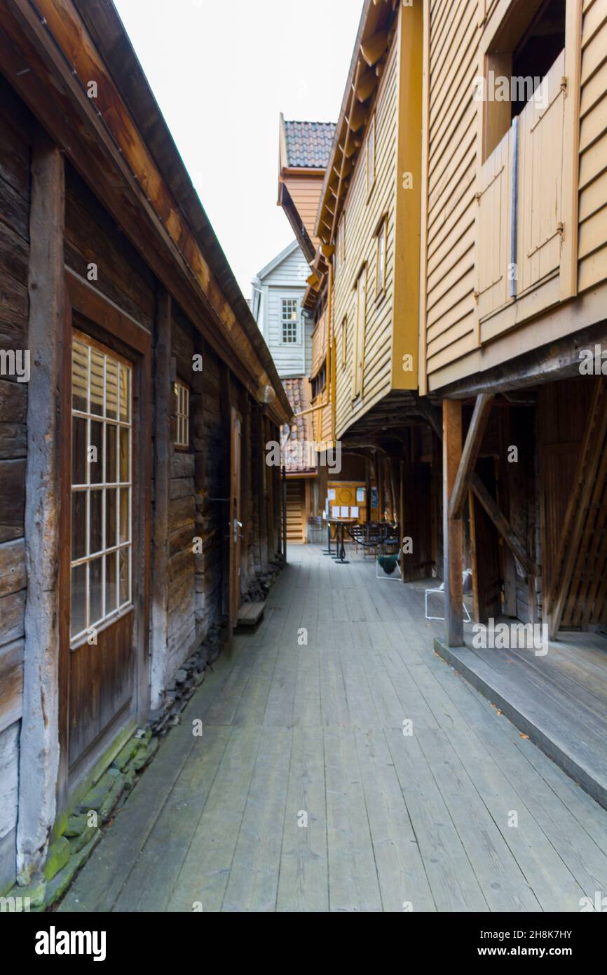 Ancient buildings in old Bryggen in Bergen Stock Photo - Alamy