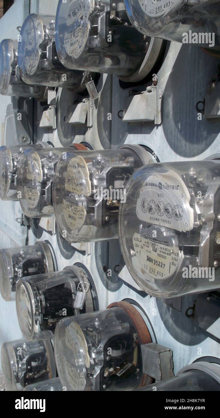 Photo of multiple commercial meters in a row Stock Photo - Alamy