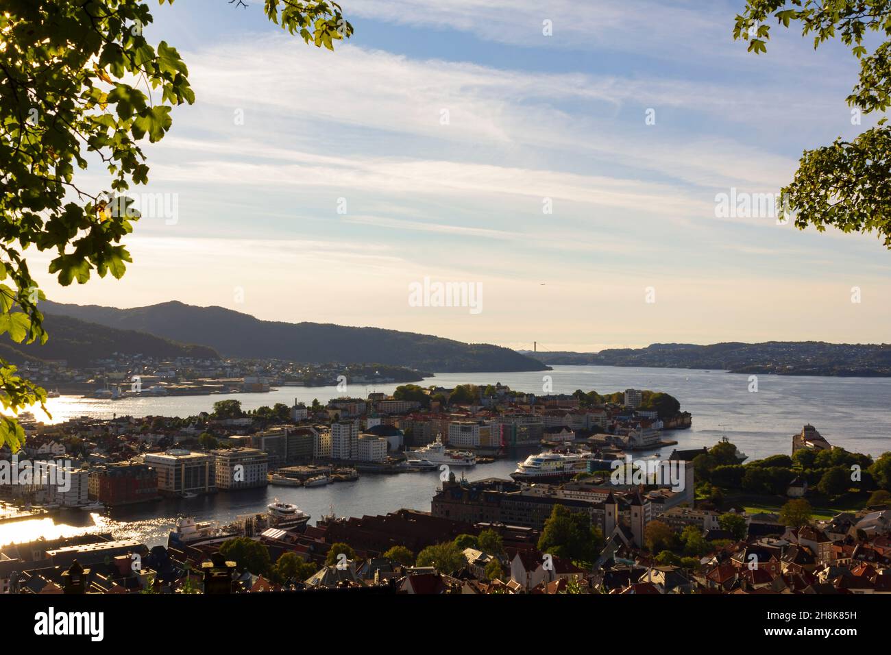 Aerial view of Bergen city and harbor Stock Photo - Alamy