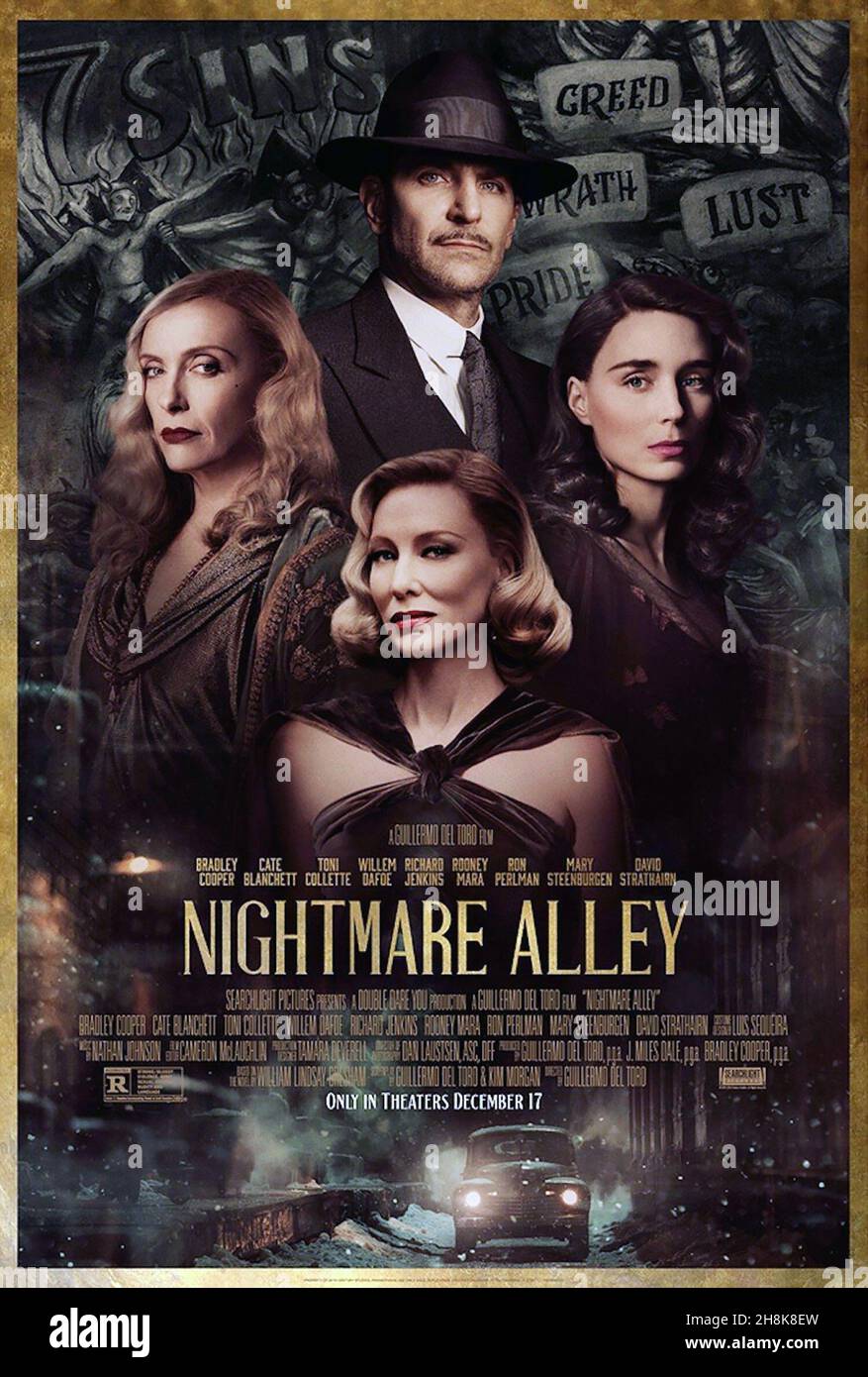 NIGHTMARE ALLEY, US poster, from left: Toni Collette, Bradley Cooper ...