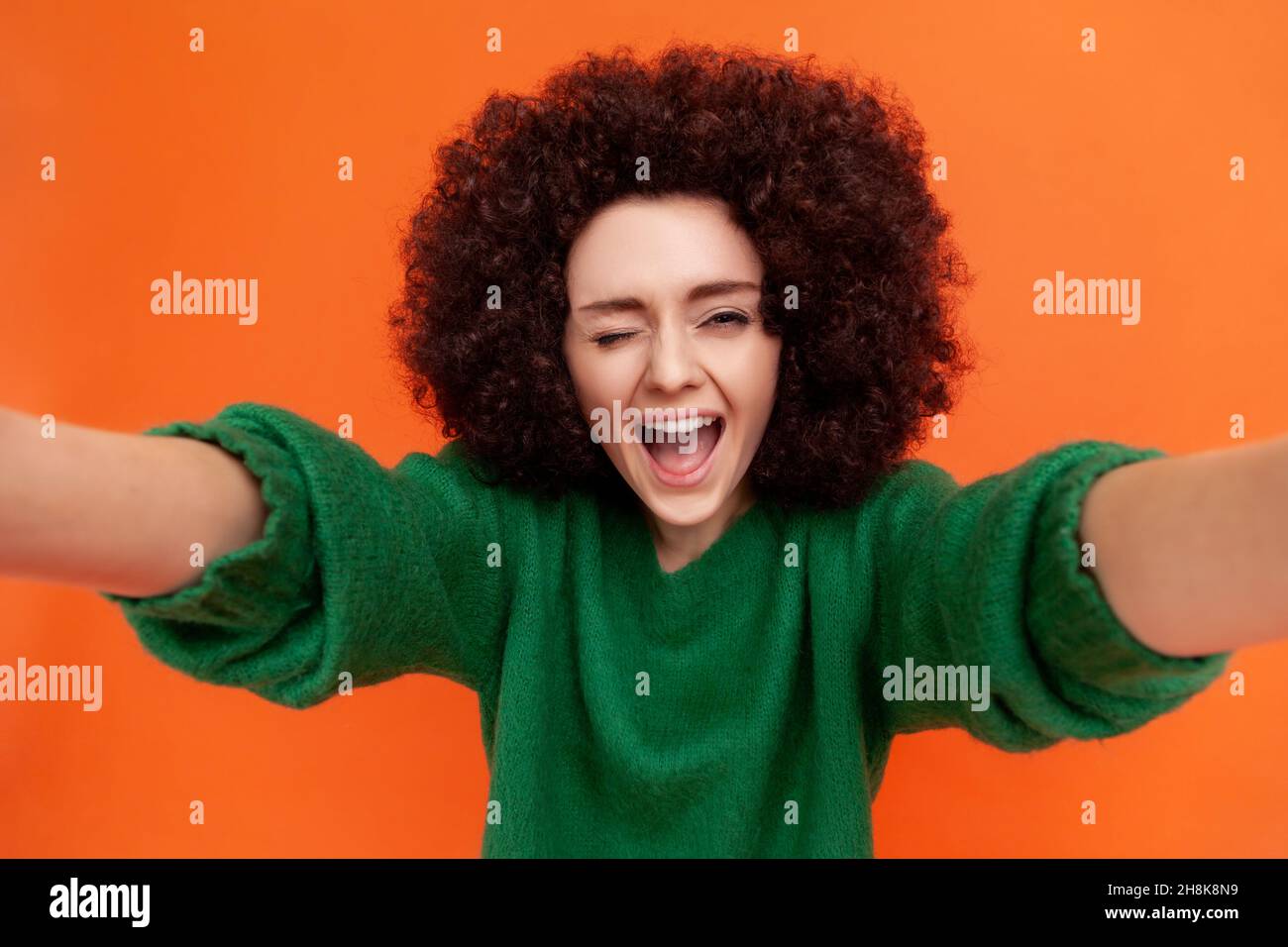 Woman winking selfie hi-res stock photography and images - Alamy