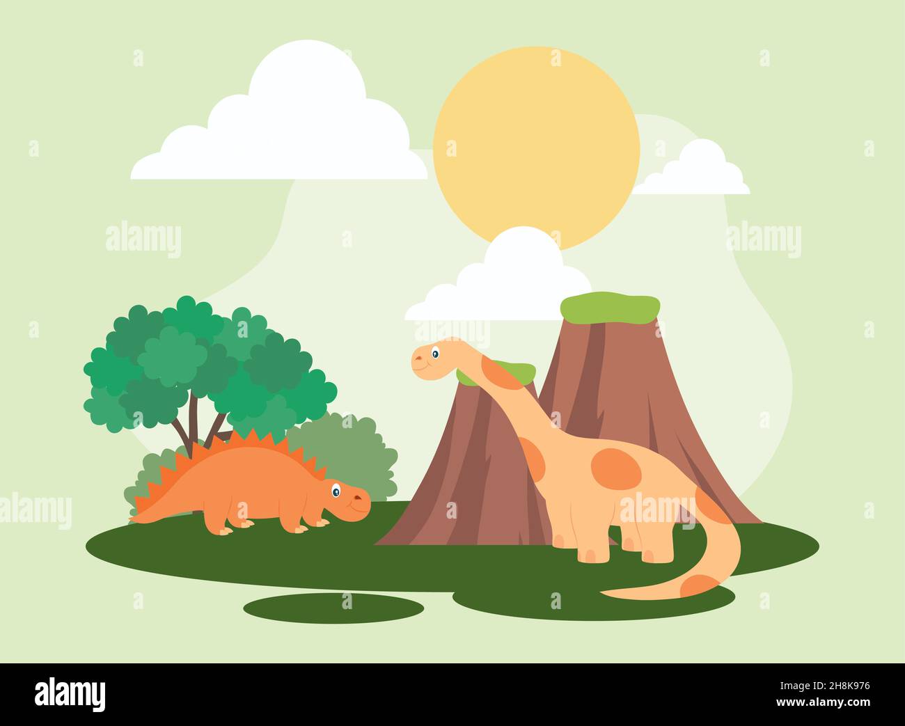 two dinosaurs illustration on nature Stock Vector Image & Art - Alamy