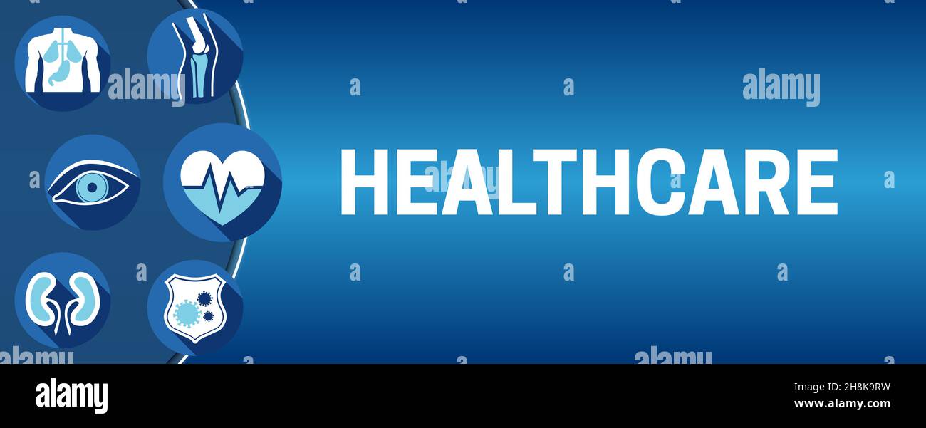 Healthcare Banner Background Illustration with Flat Medical Icons Stock ...