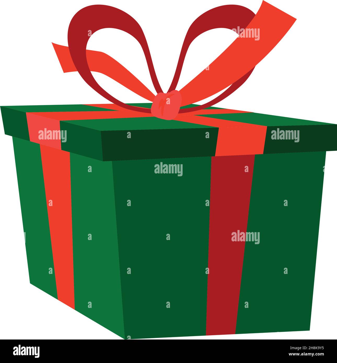 green gift box with red bow Stock Vector Image & Art - Alamy