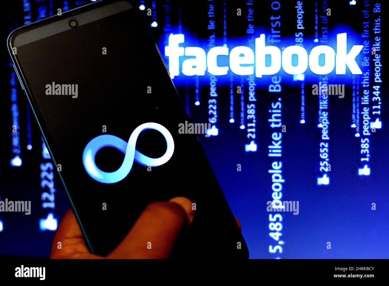 In this photo illustration, a Metaverse logo seen displayed on a ...