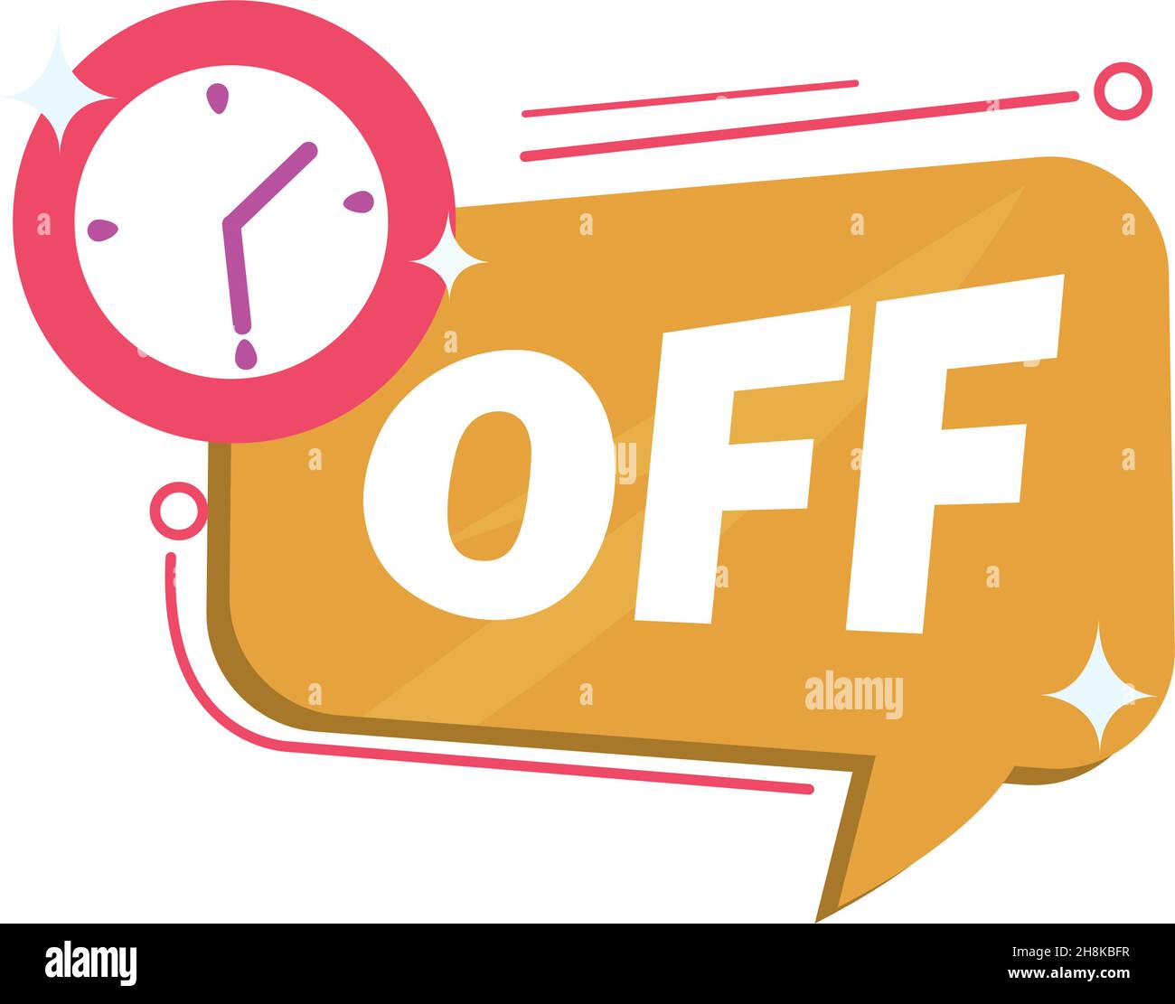 yellow off label with clock Stock Vector Image & Art - Alamy