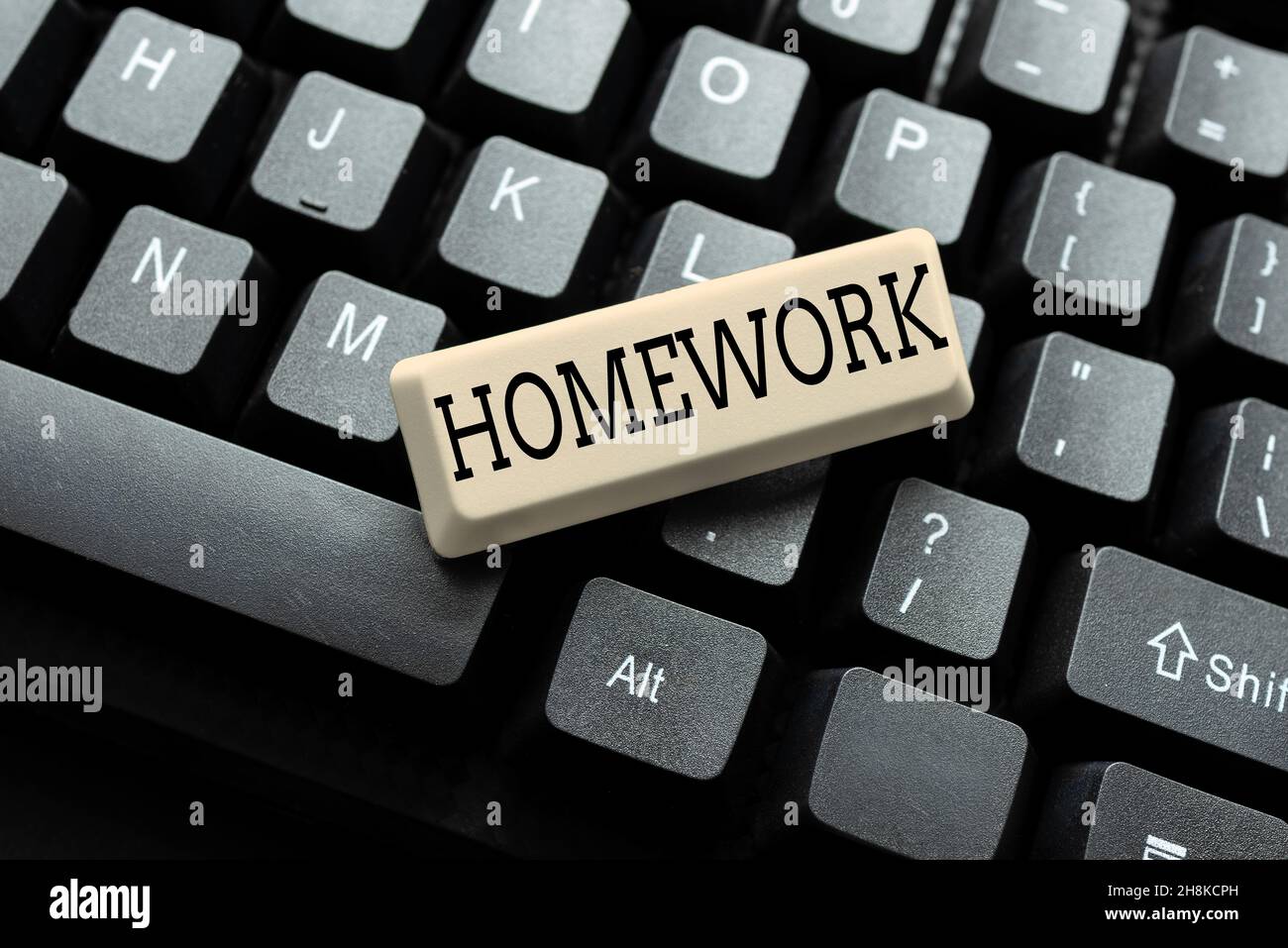 Hand writing sign Homework. Business idea schoolwork assigned to be ...