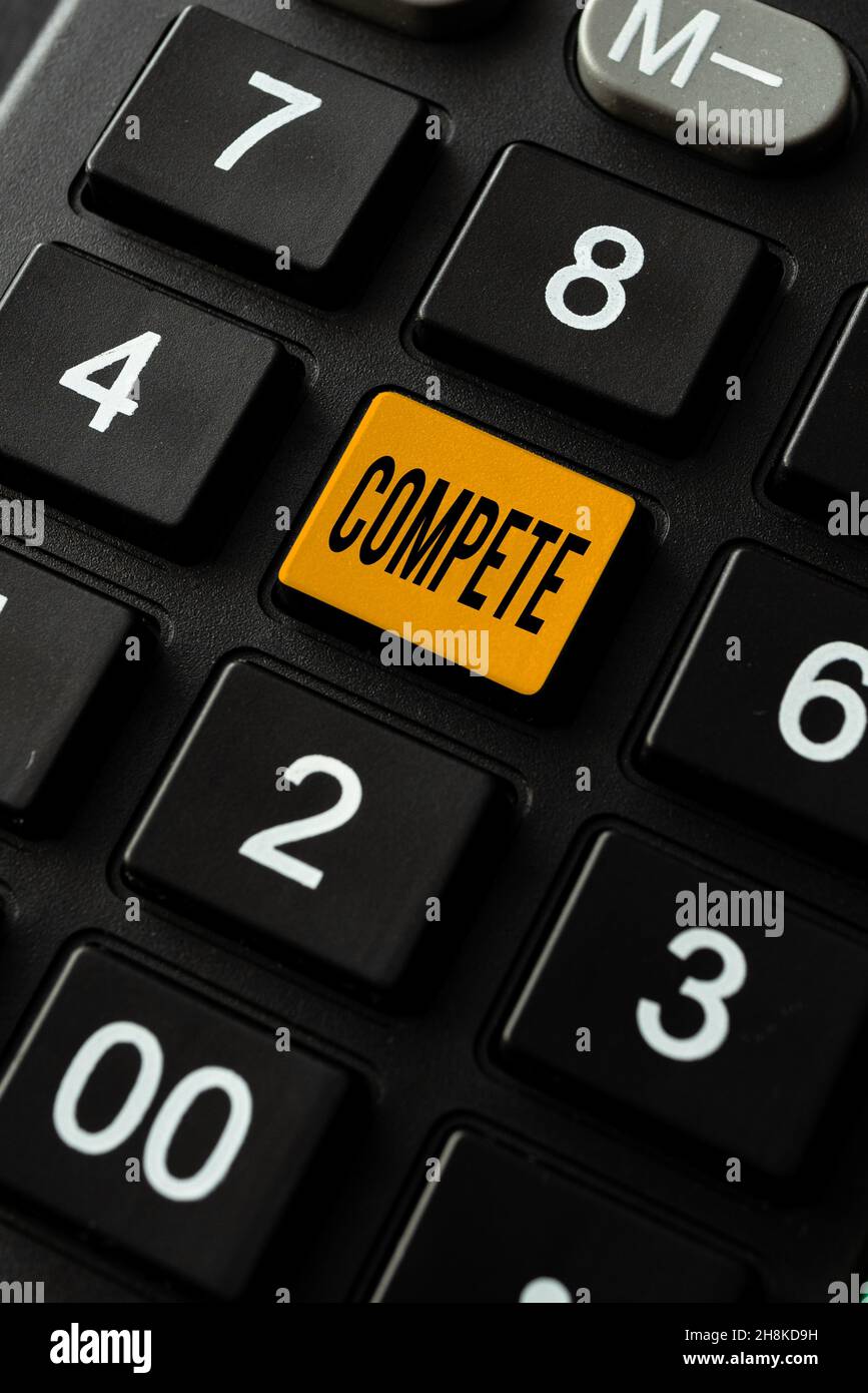 Text showing inspiration Compete. Concept meaning win something by ...