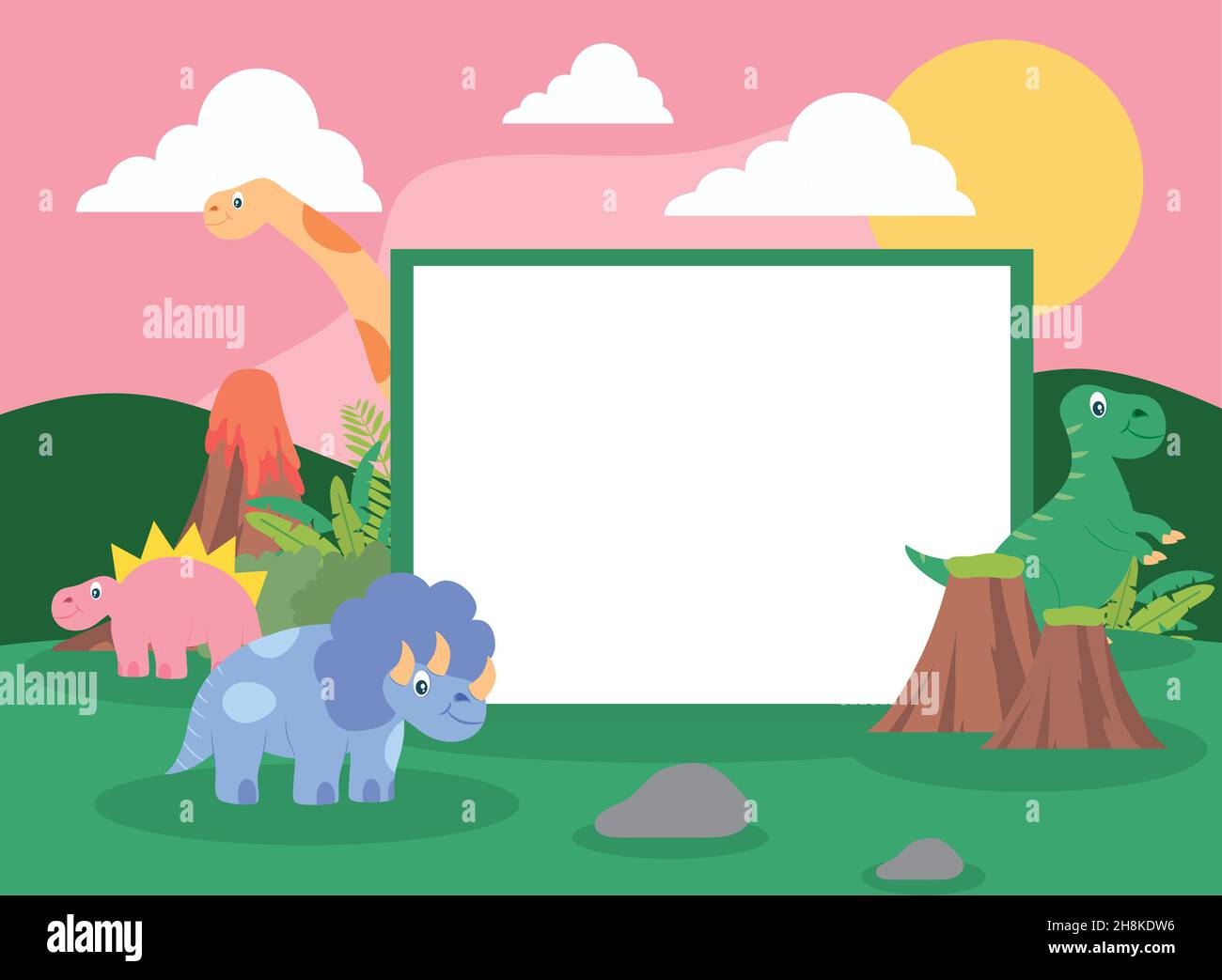 dino frame poster on nature Stock Vector Image & Art - Alamy