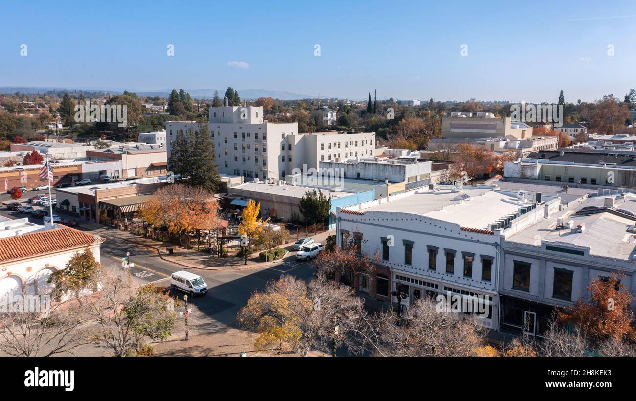 Daytime view of the historic downtown cityscape of Oroville, California ...