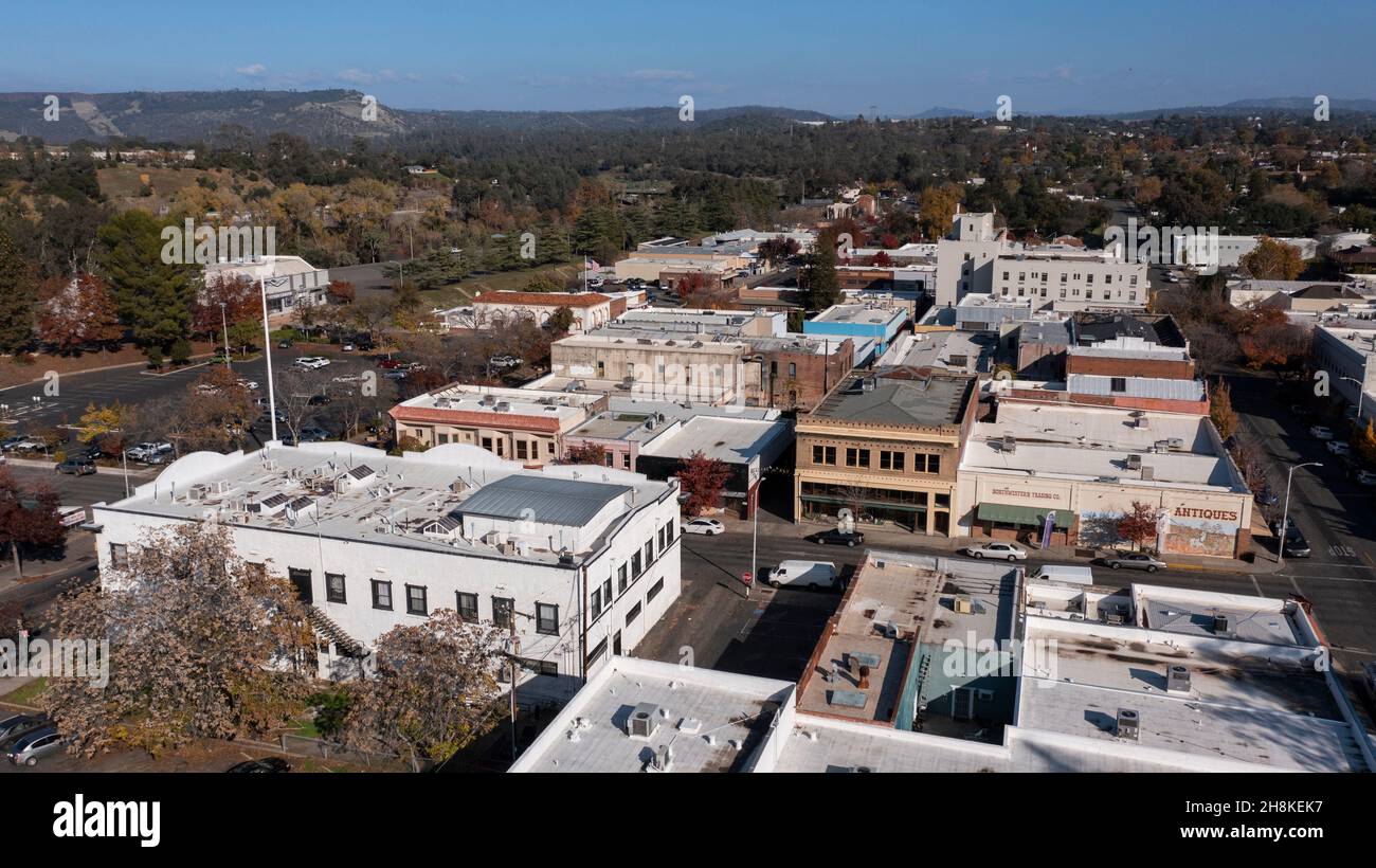 Daytime view of the historic downtown cityscape of Oroville, California ...
