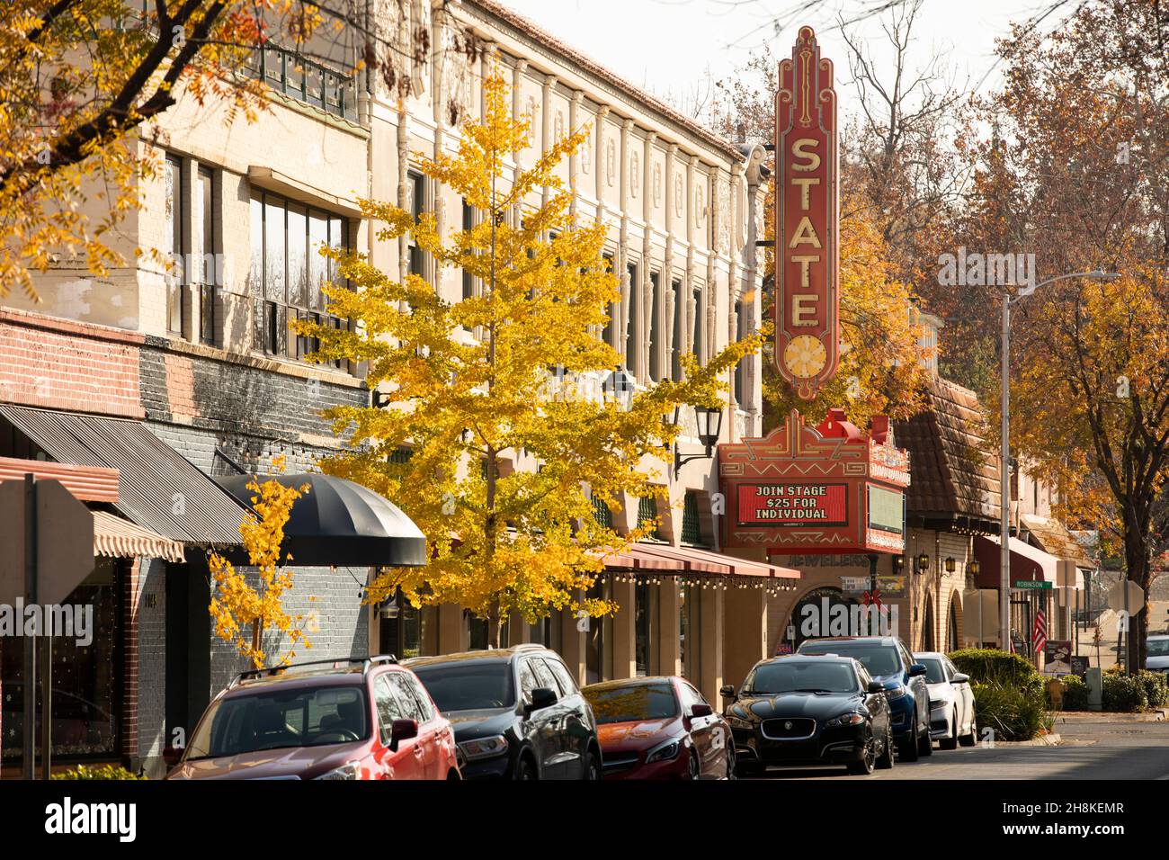 Daytime view of the historic downtown cityscape of Oroville, California ...