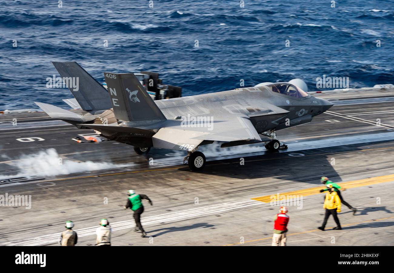 211128-N-PQ495-1027 PHILIPPINE SEA (Nov. 28, 2021) An F-35C Lightning II, assigned to the ...