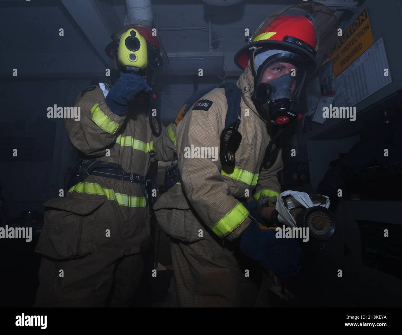 PACIFIC OCEAN (Nov. 24, 2021) Damage Controlman Fireman Tristan Johnson ...