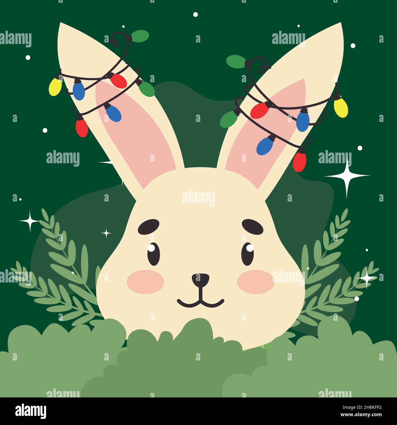 christmas rabbit cartel with decorations Stock Vector Image & Art - Alamy
