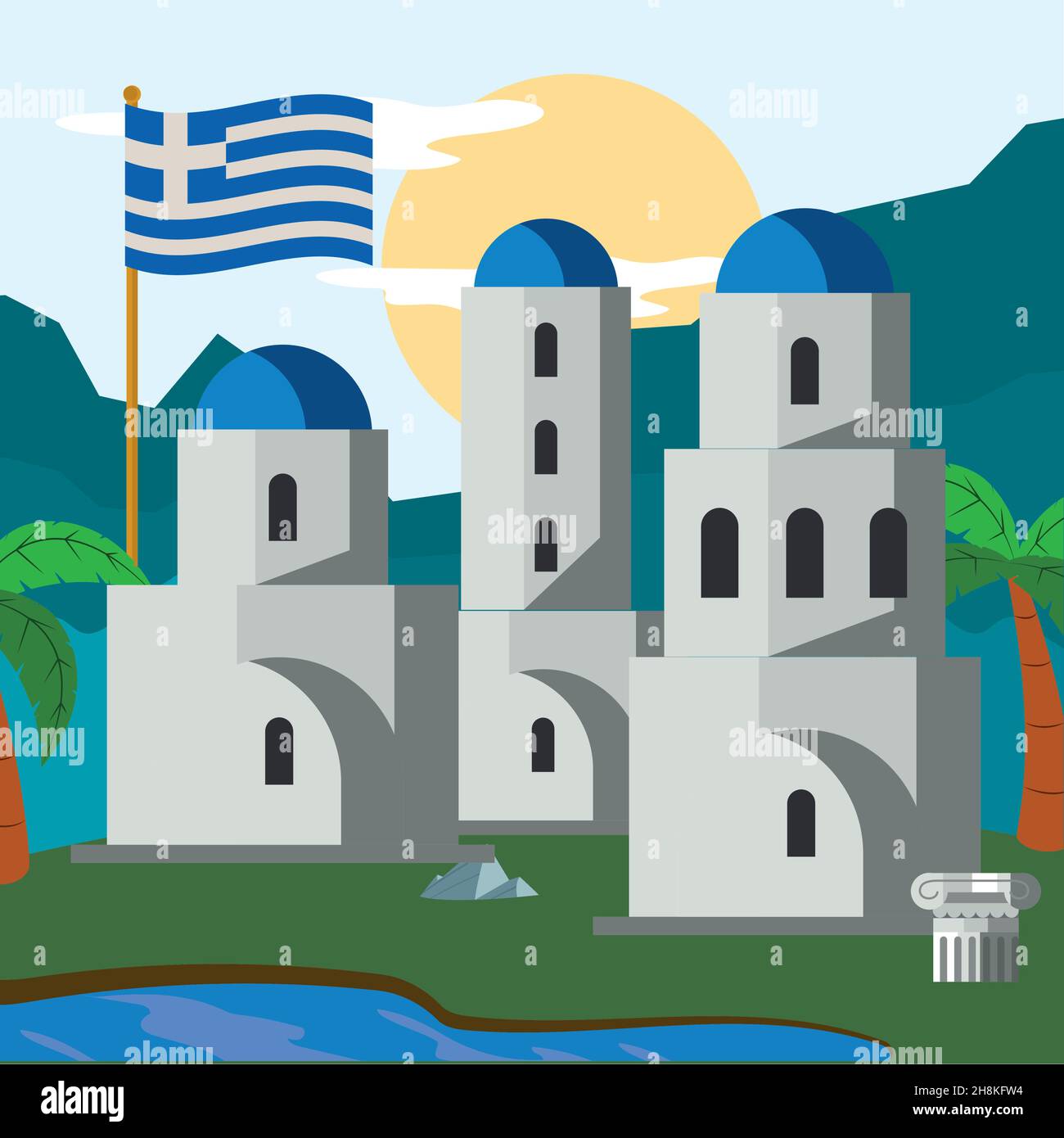 Greek famous buildings Stock Vector Images - Alamy