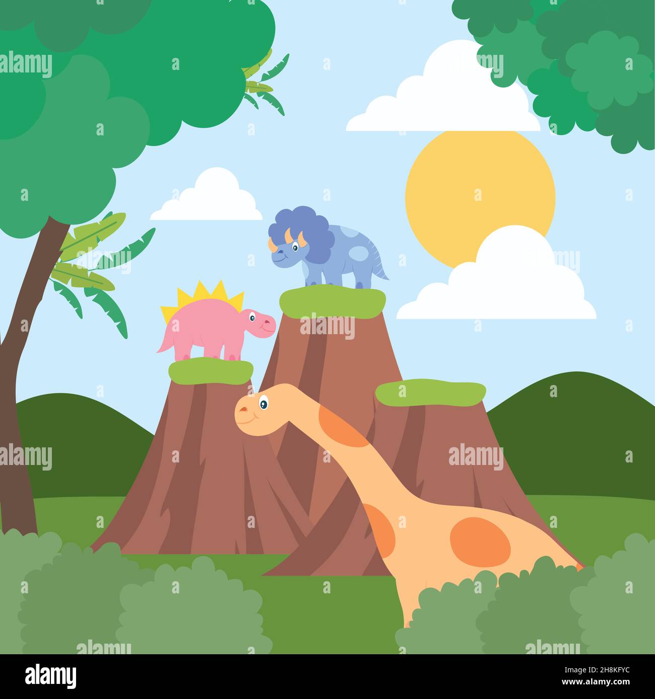three dinosaurs card on nature Stock Vector Image & Art - Alamy
