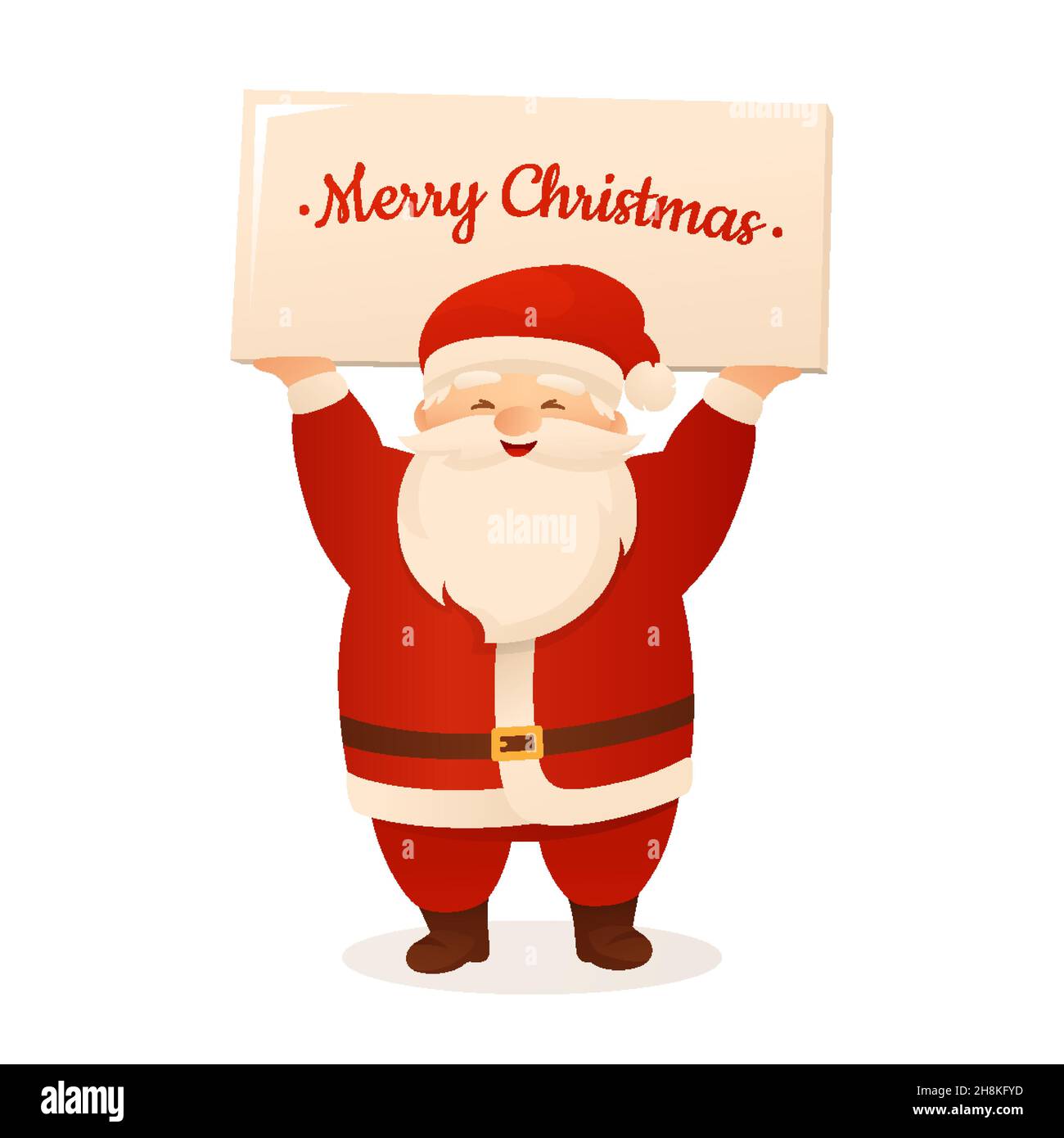 Santa Claus holding sign board, cartoon merry Christmas greeting card ...
