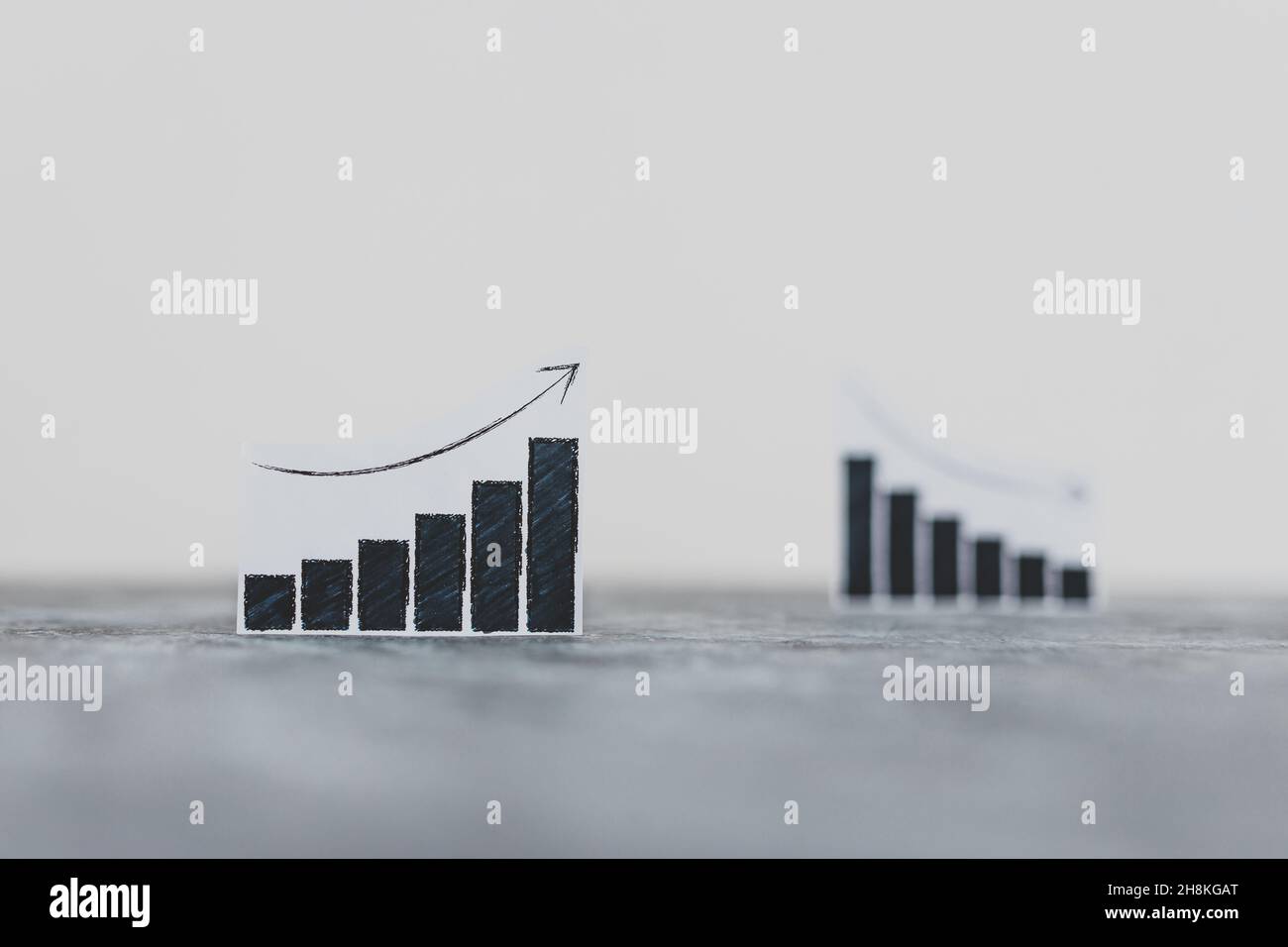 financial markets or money and investments concept, charts showing ...
