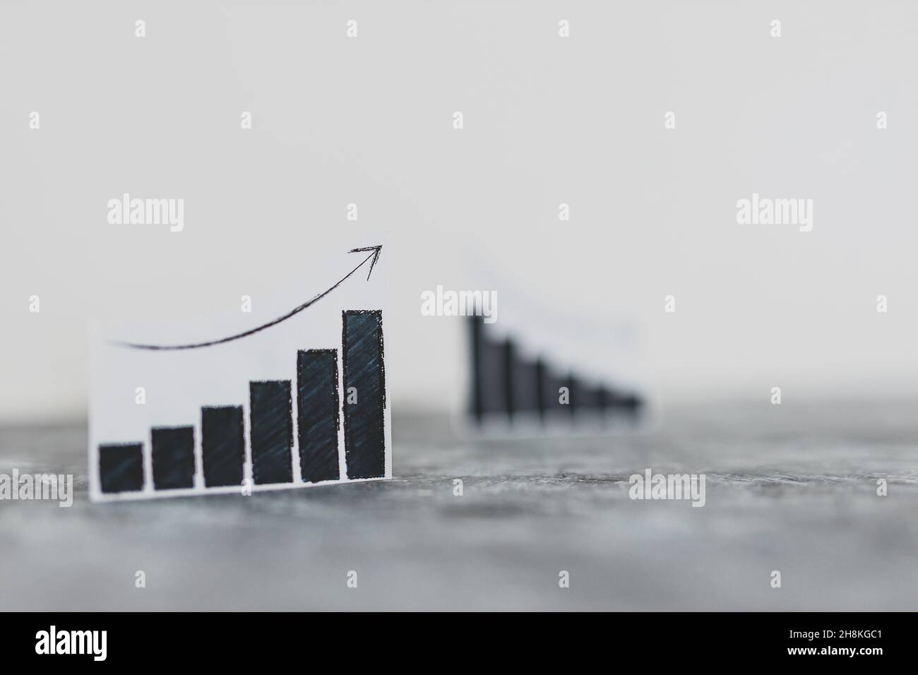 financial markets or money and investments concept, charts showing ...