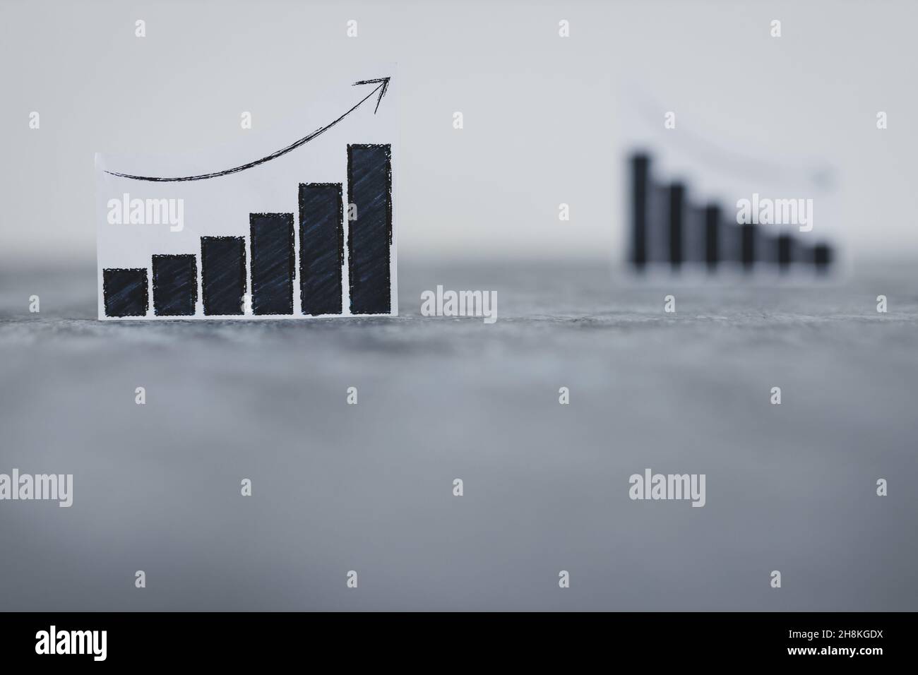 financial markets or money and investments concept, charts showing ...